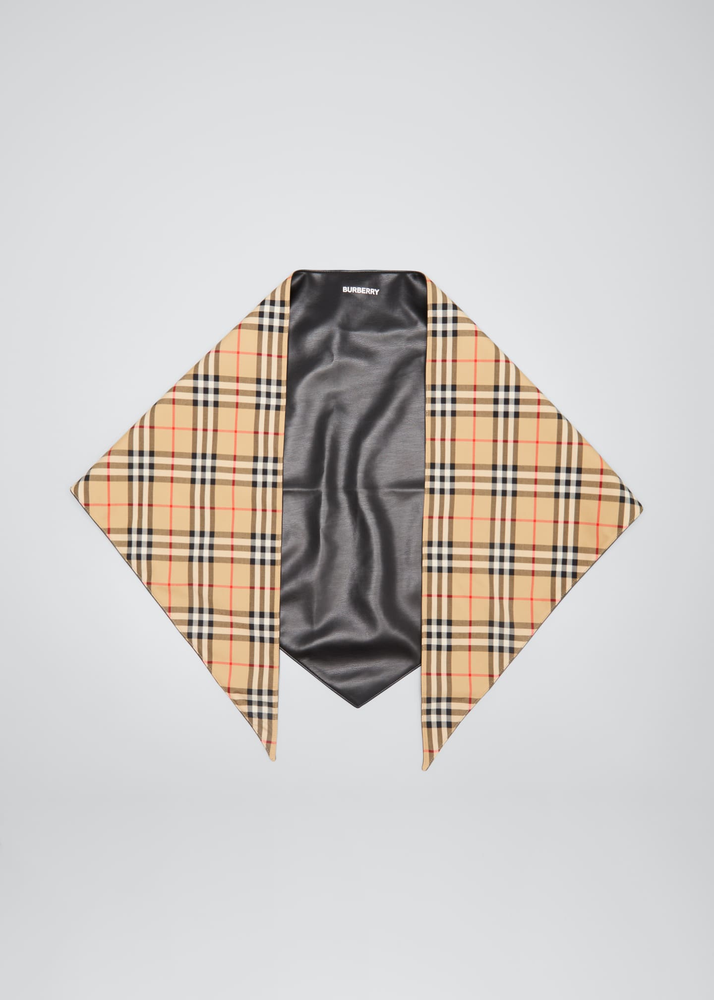Burberry Reversible Check & Faux-Leather Bandana Scarf - Bergdorf Goodman