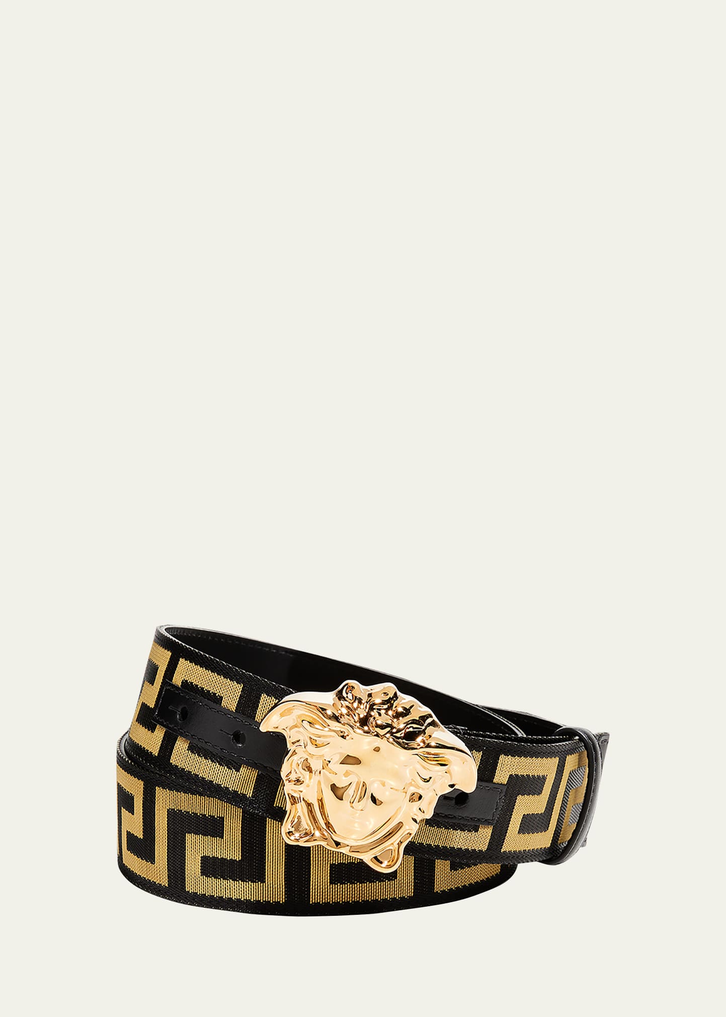 Versace Men s Tonal Medusa Greek Key Web Belt Smart Closet