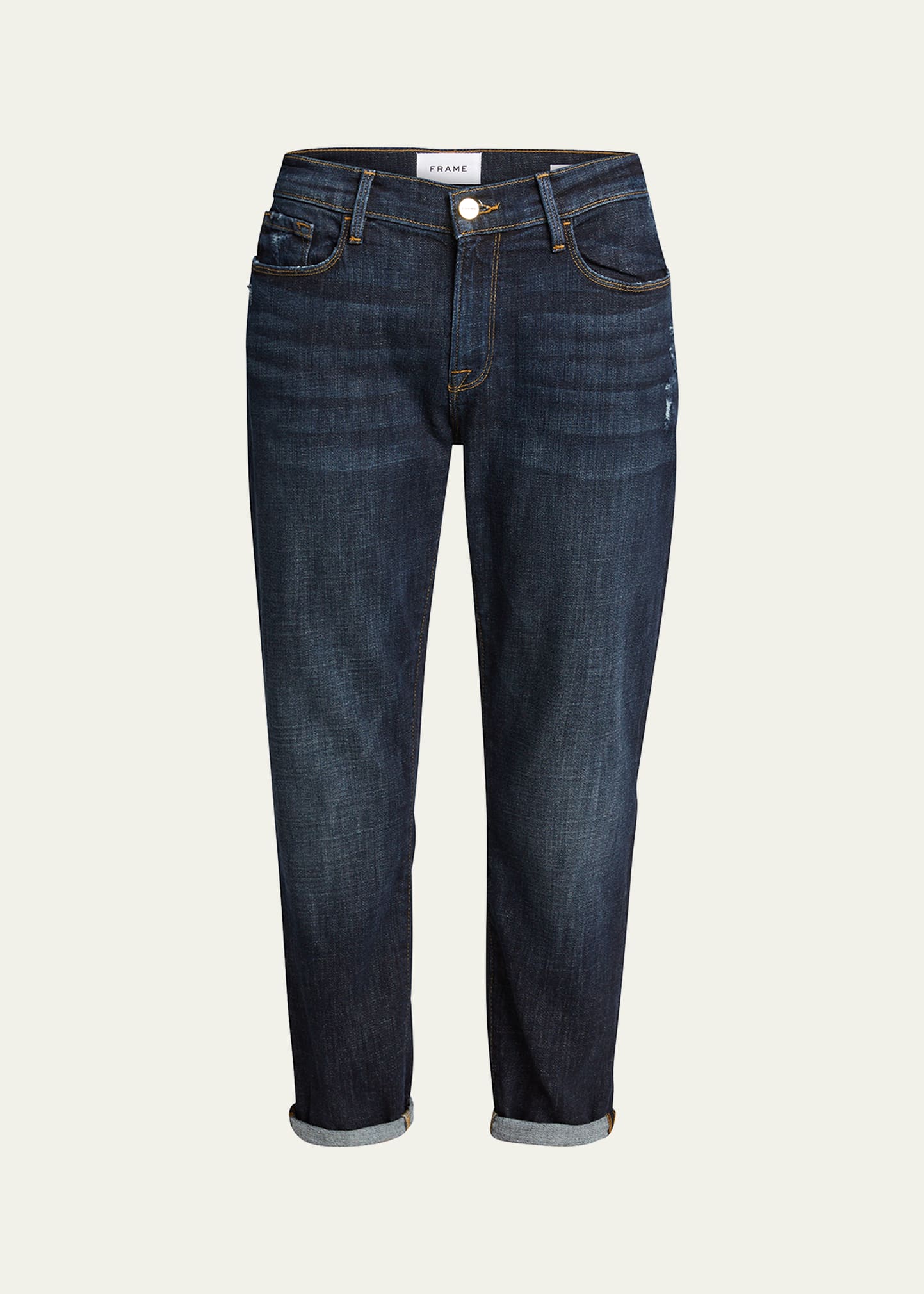 Frame Le Garcon Cuffed Straight-leg Cropped Denim Jeans In Covant ...