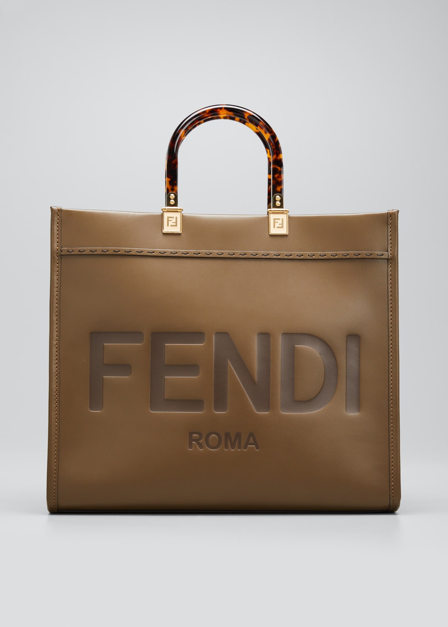 Fendi Sunshine Medium Leather Shopper Tote Bag In Wood | ModeSens