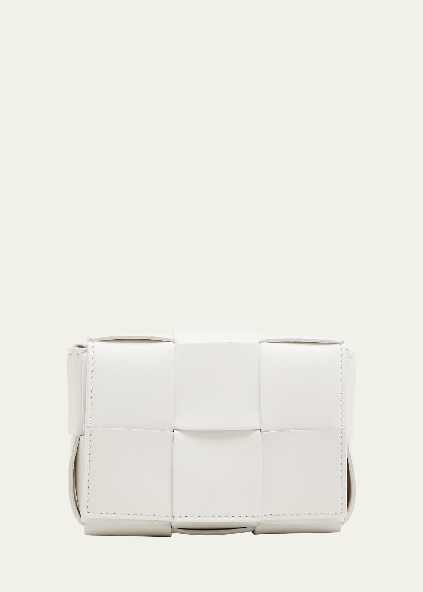 Bottega Veneta Mini Cassette Woven Crossbody Bag In White | ModeSens