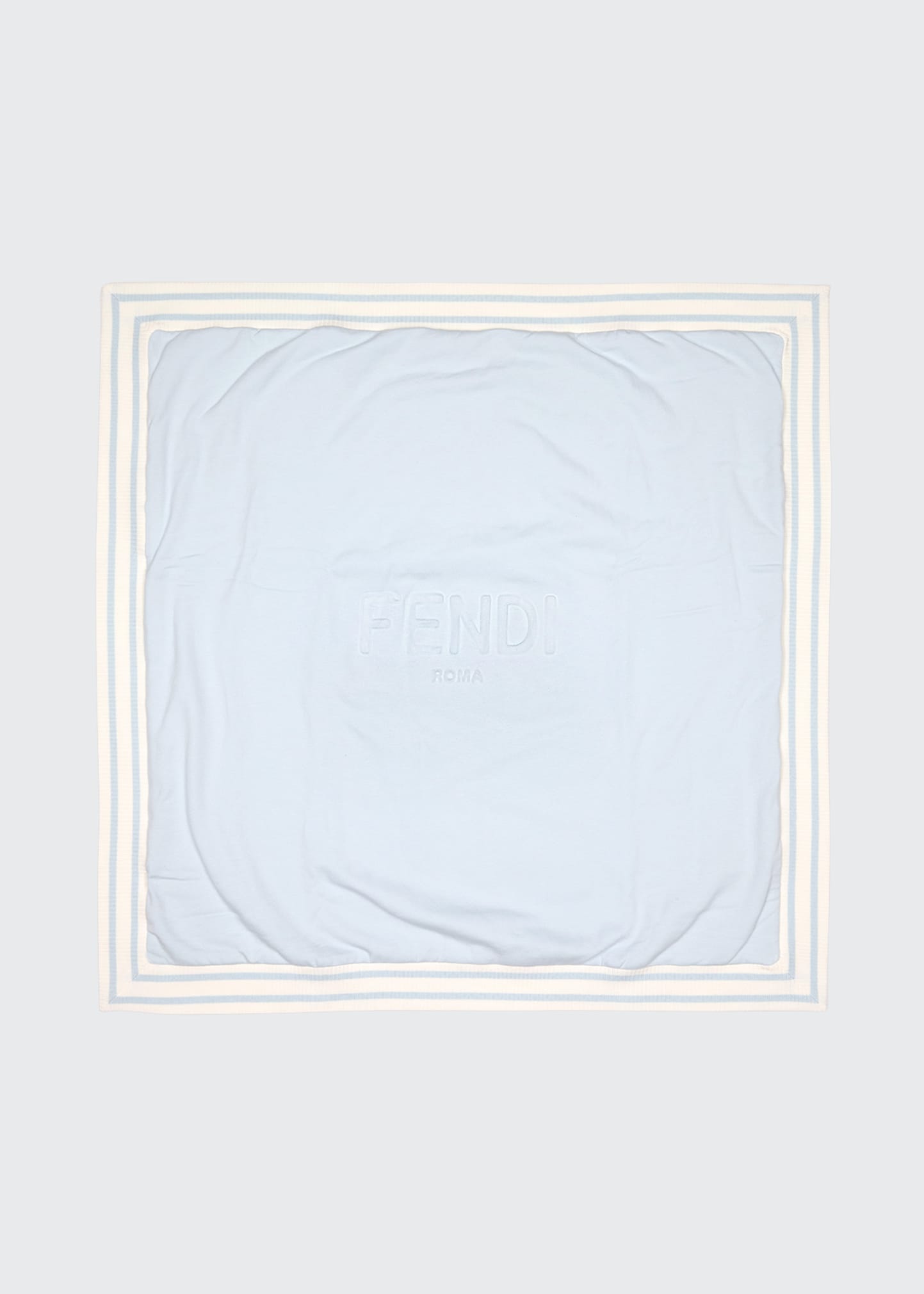 Fendi Kids' Logo Striped-border Baby Blanket In F19j4 Blue | ModeSens