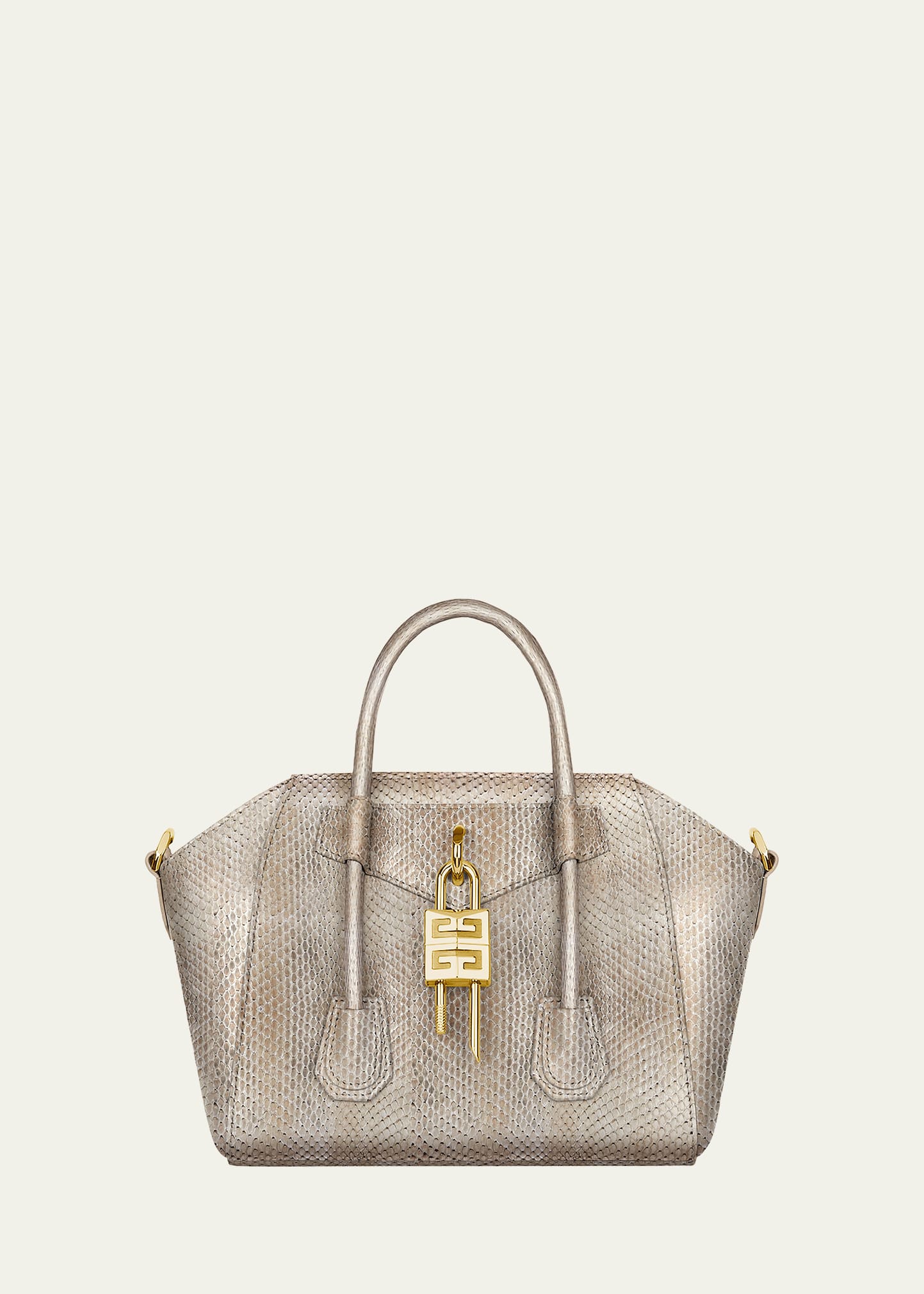 Givenchy Mini Antigona Python-embossed Shoulder Bag In Silvery | ModeSens