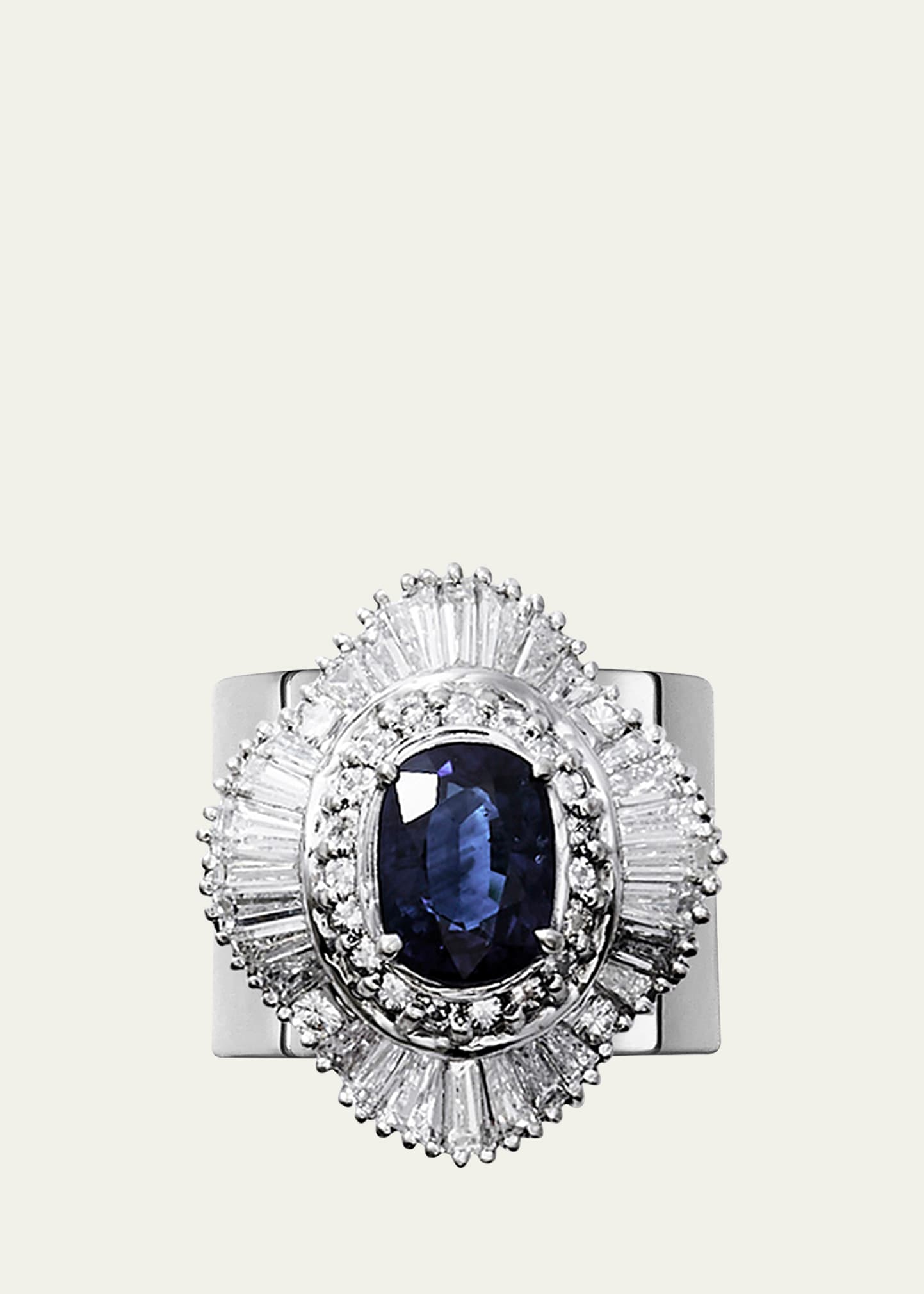 Yutai Revive Ring With Sapphire And Diamonds On Thick Platinum Band ...