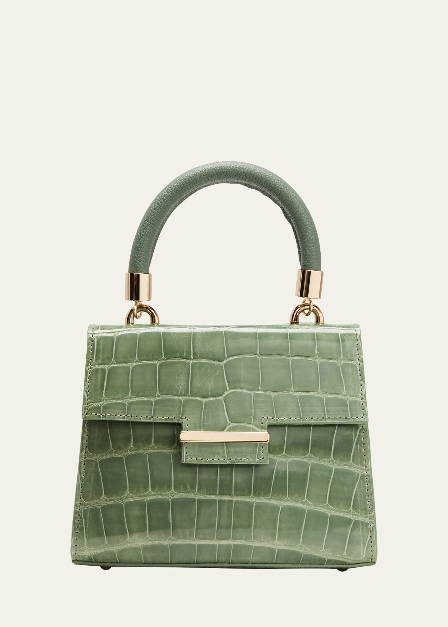 Maria Oliver Michelle Mini Shiny Alligator Top-handle Bag In Ja Jade ...