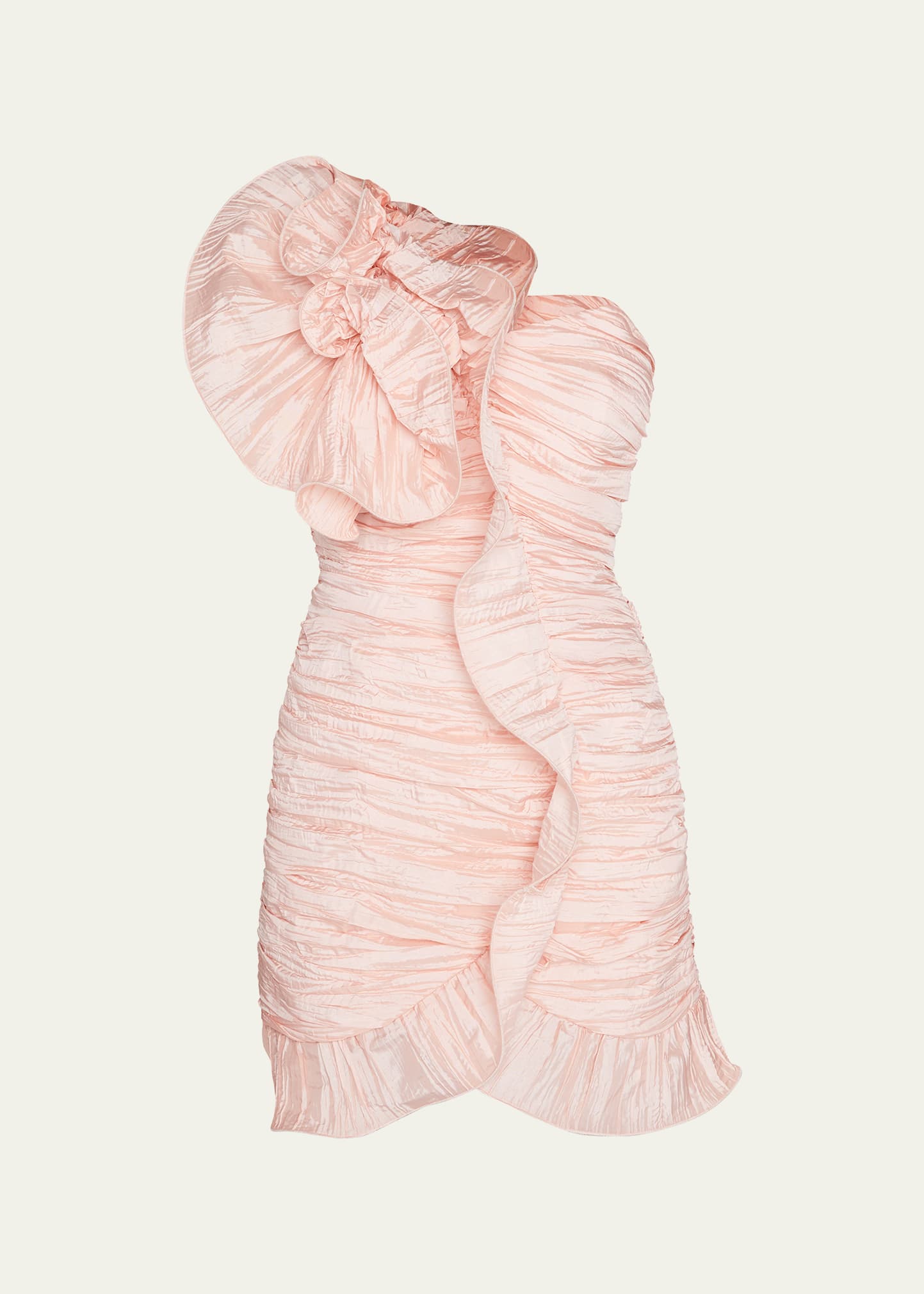 Loveshackfancy Brenaya One-shoulder Ruffled Taffeta Mini Dress In Sunrise Sorbet | ModeSens