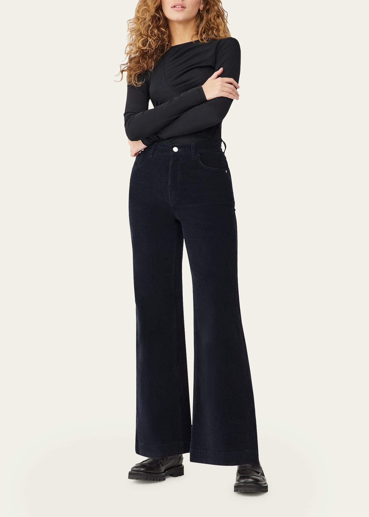 Dl Premium Denim Hepburn Wide-leg High-rise Vintage Jeans In Midnight ...