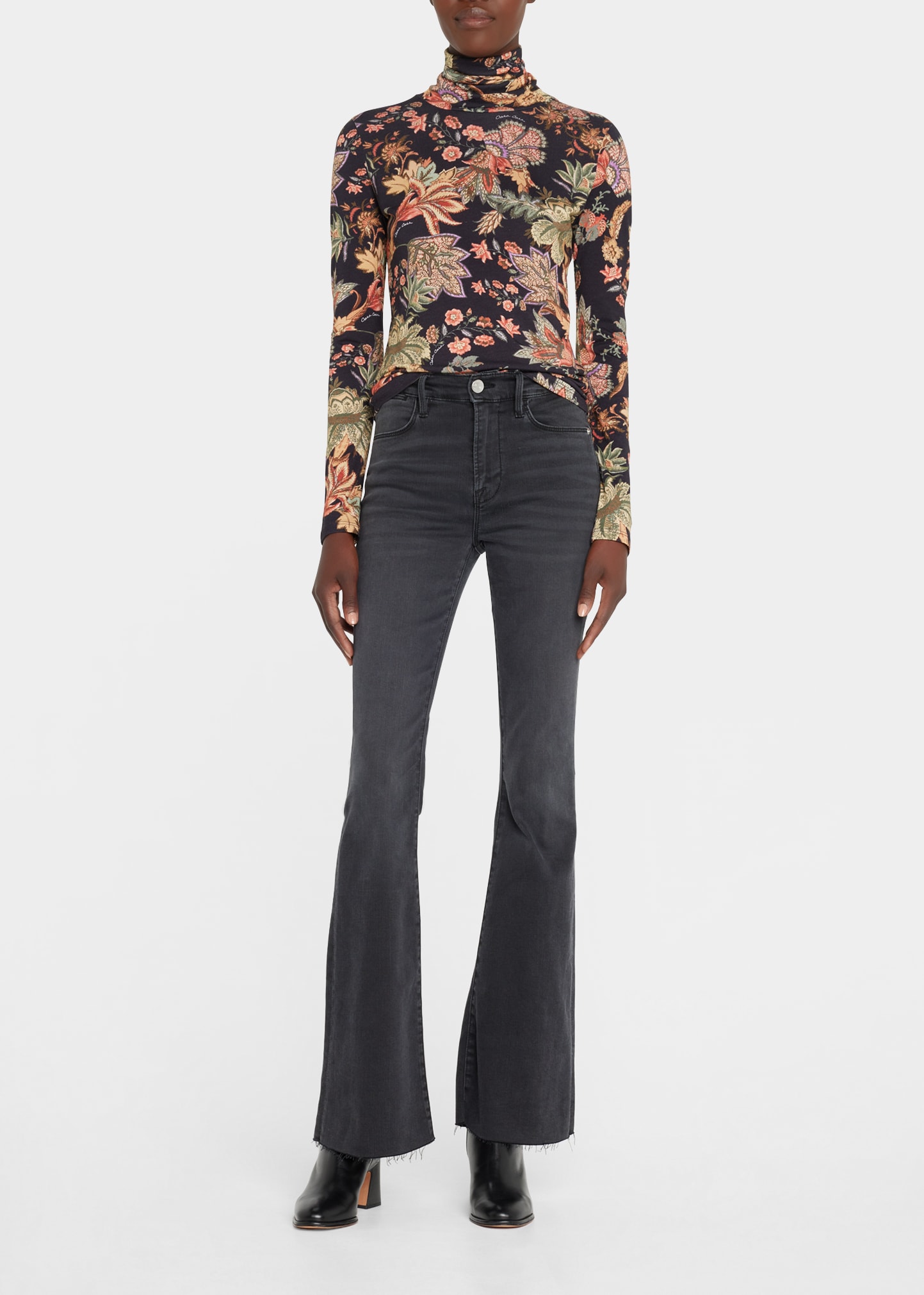 Cara Cara Piper Printed Cotton Turtleneck Top In Multi Jacobean Bl ...