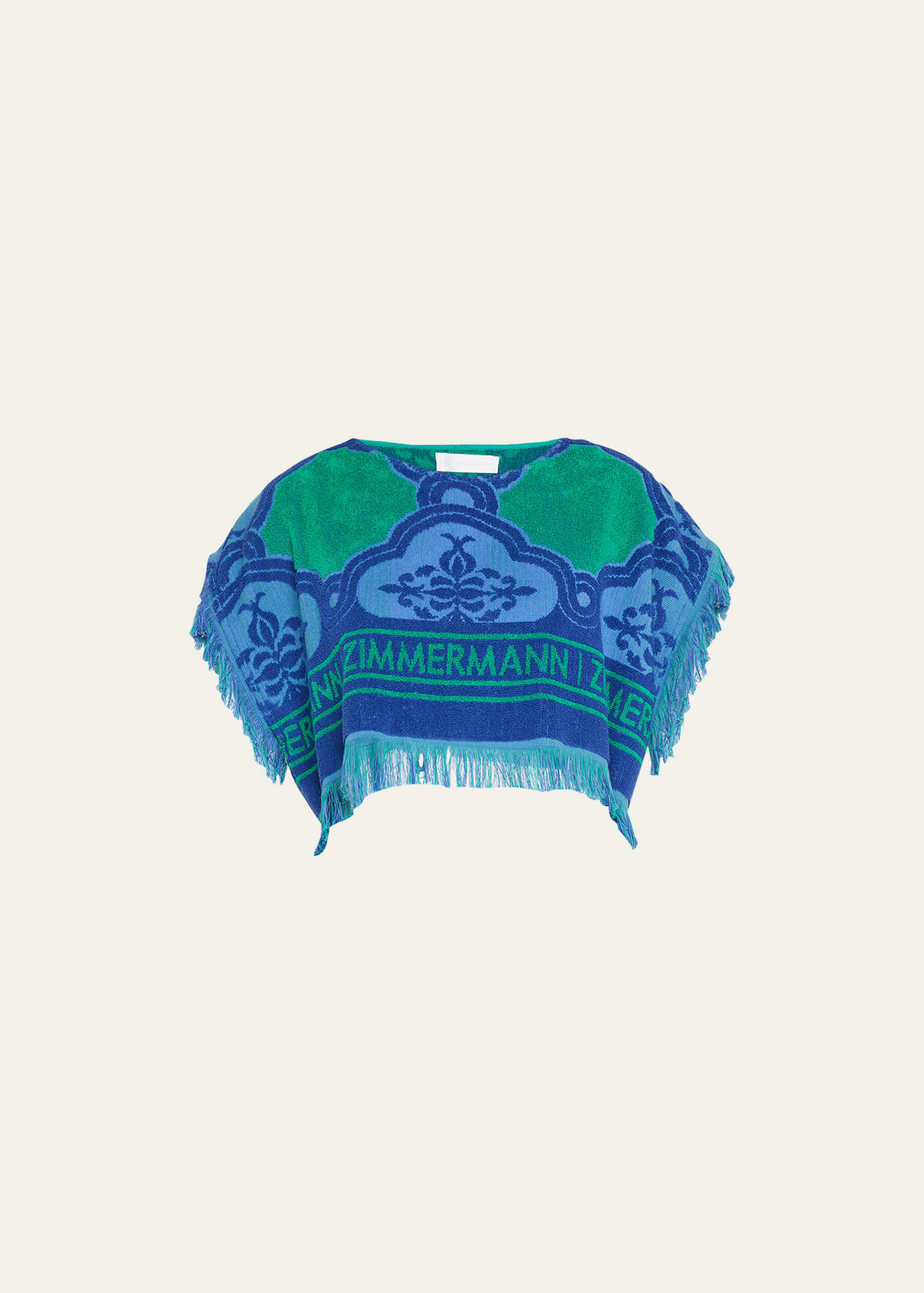 Zimmermann Tiggy Terry Cloth Crop Top In Blue Green Modesens