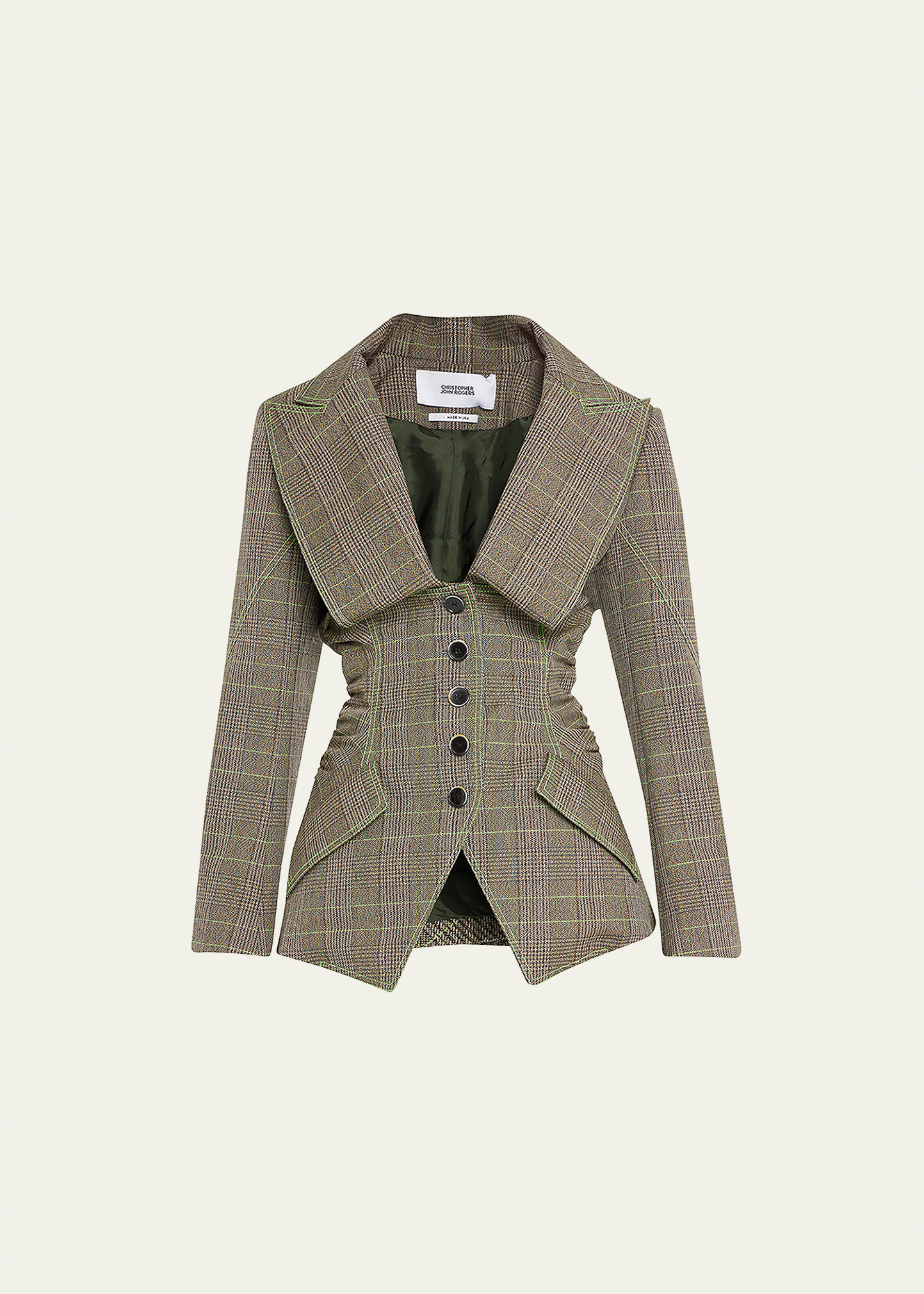 Christopher John Rogers Prince Of Wales Cowl Collar Fitted Jacket In ...