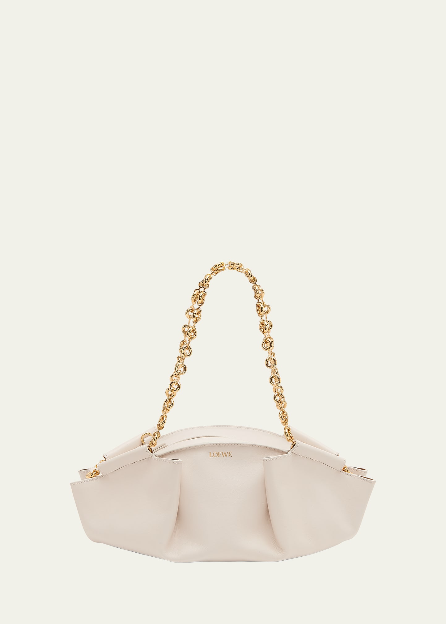 Loewe Paseo Small Leather Chain Shoulder Bag In Soft White | ModeSens