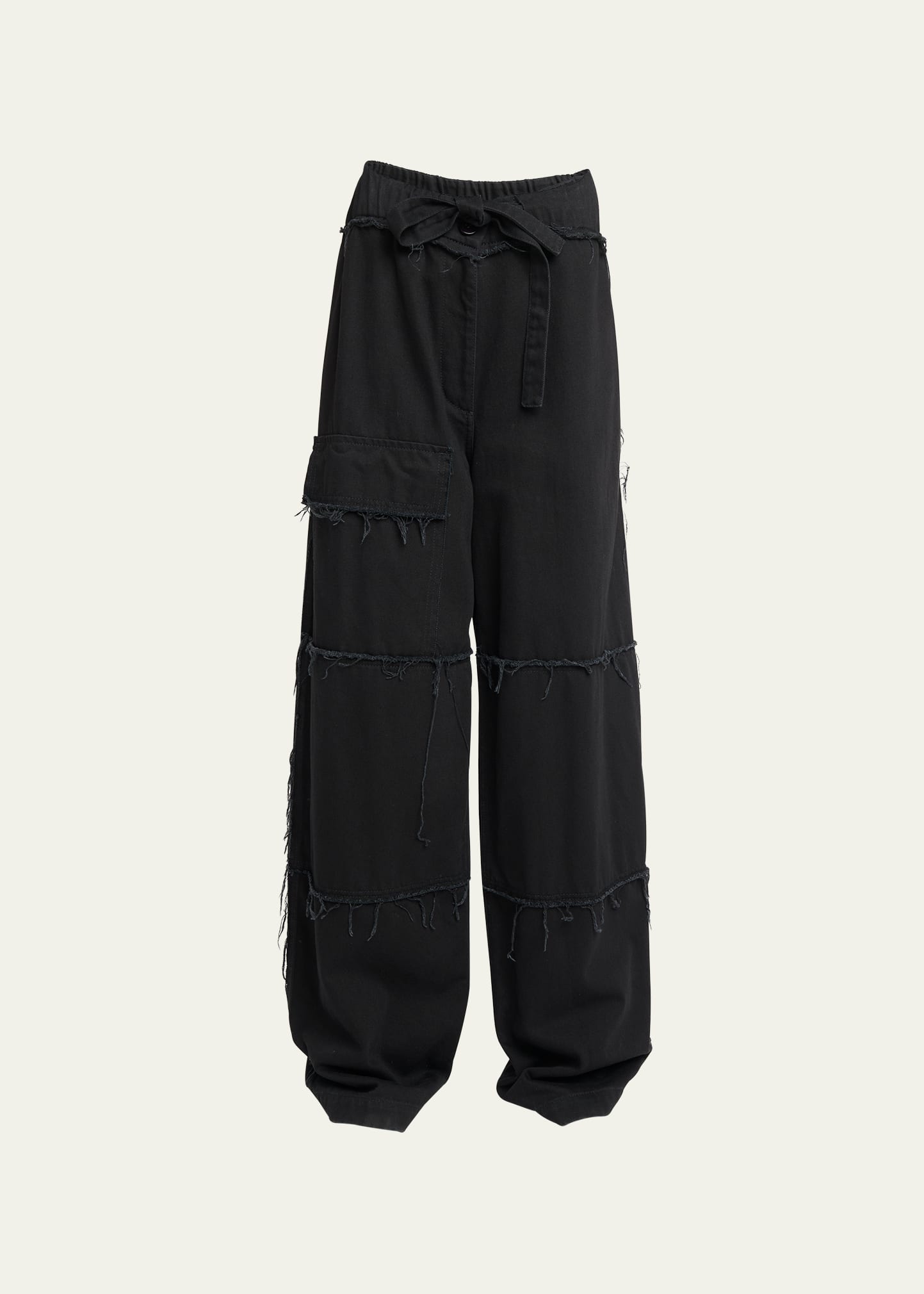Dries Van Noten Paint Raw-edge Denim Cargo Pants In Black | ModeSens