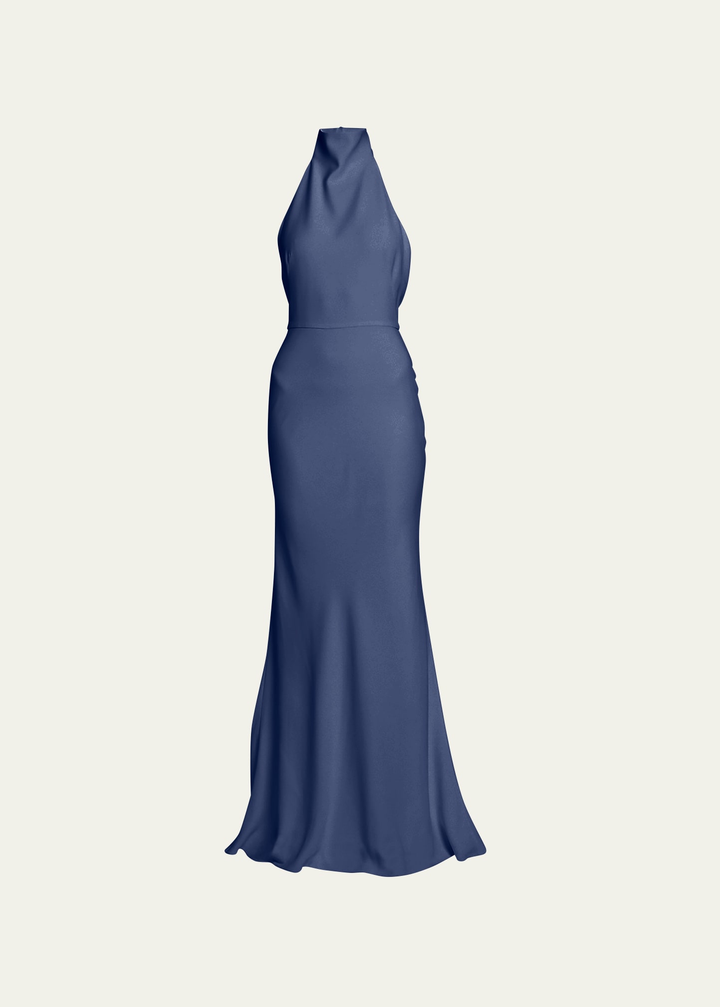 Alexander Mcqueen Mock Neck Long Halter Gown In Midniteblu | ModeSens