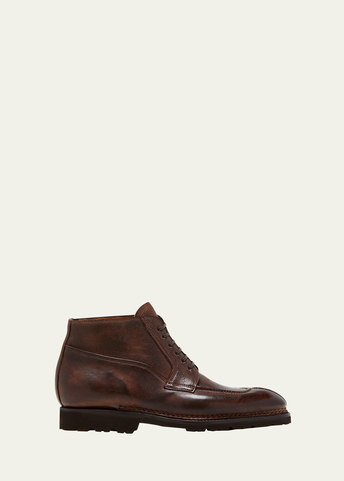Bontoni Men's Magnifico Burnished Leather Lace-Up Boots | Smart Closet