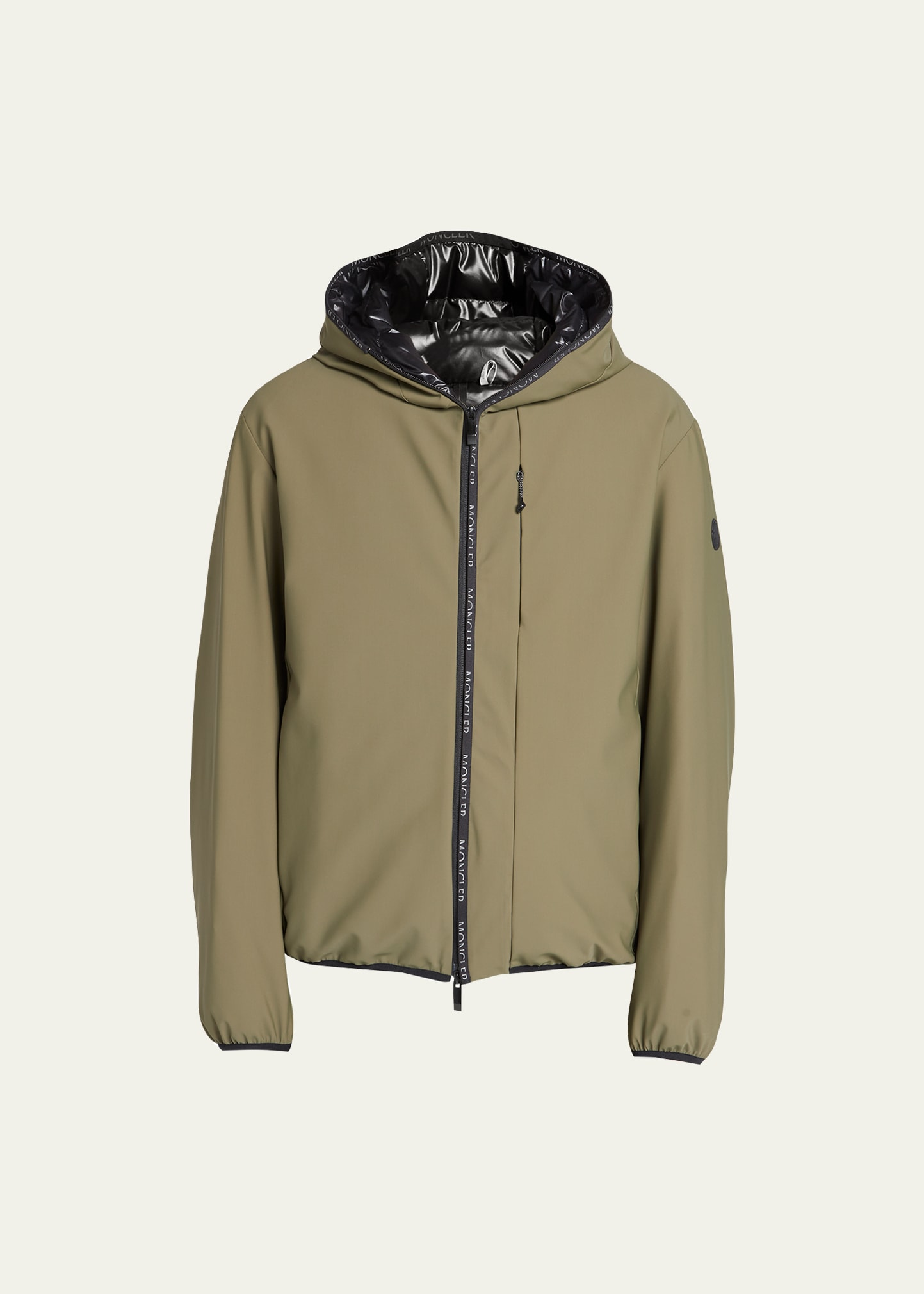 Moncler Men's Matte Nylon Logo-tape Shell Jacket In Dark Green | ModeSens