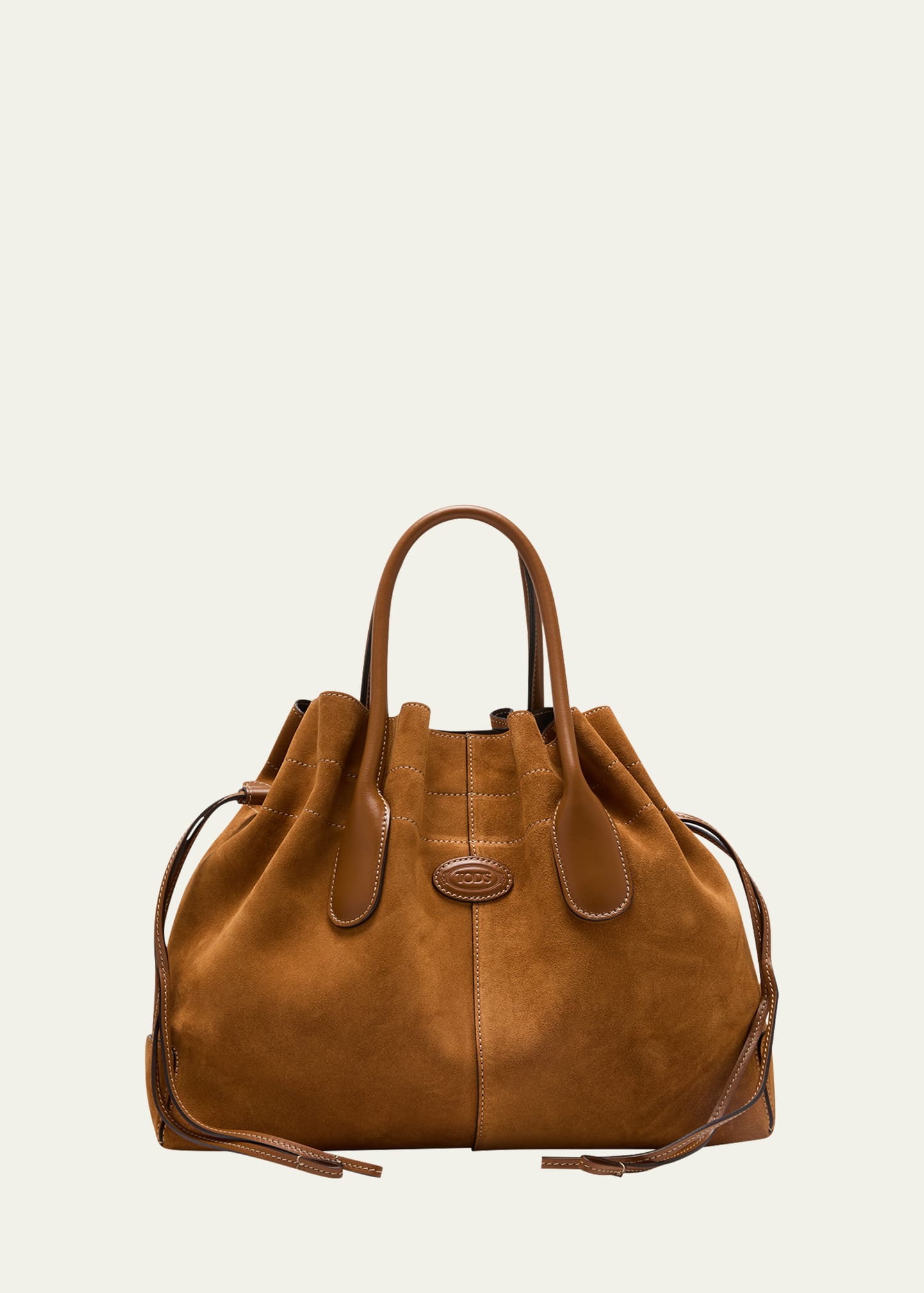 Tod's Drawstring Suede & Leather Top-handle Bag In Monks Robe | ModeSens