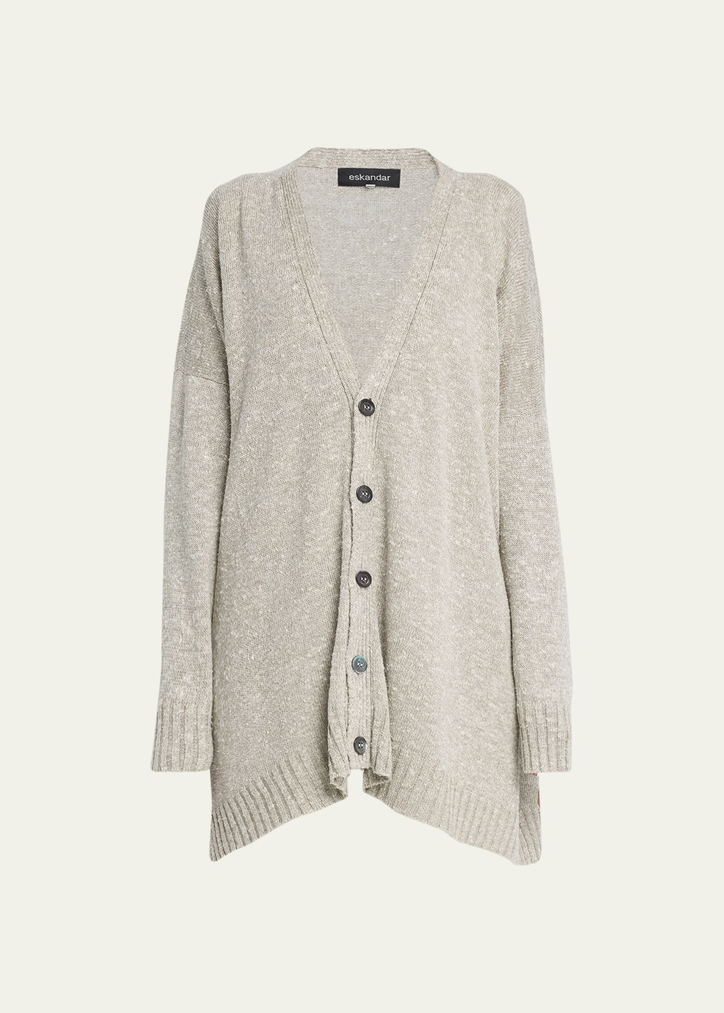 Eskandar V-neck Cardigan (mid Plus Length) In Silver | ModeSens