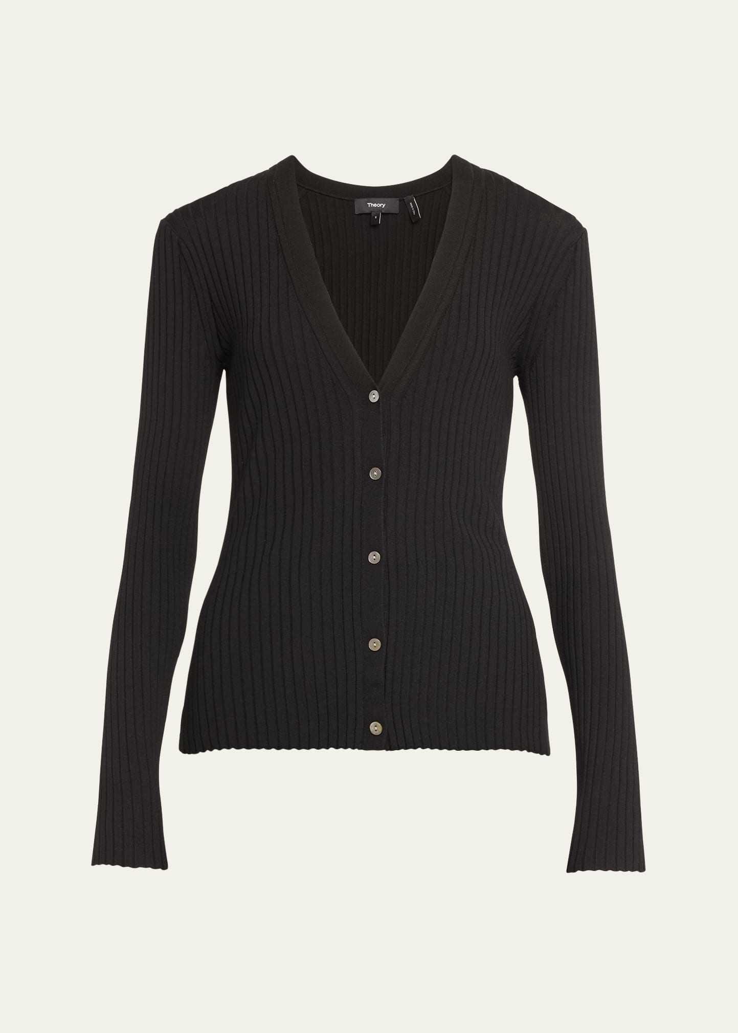 Theory Regal Merino Wool Wide-rib Cardigan In Black | ModeSens