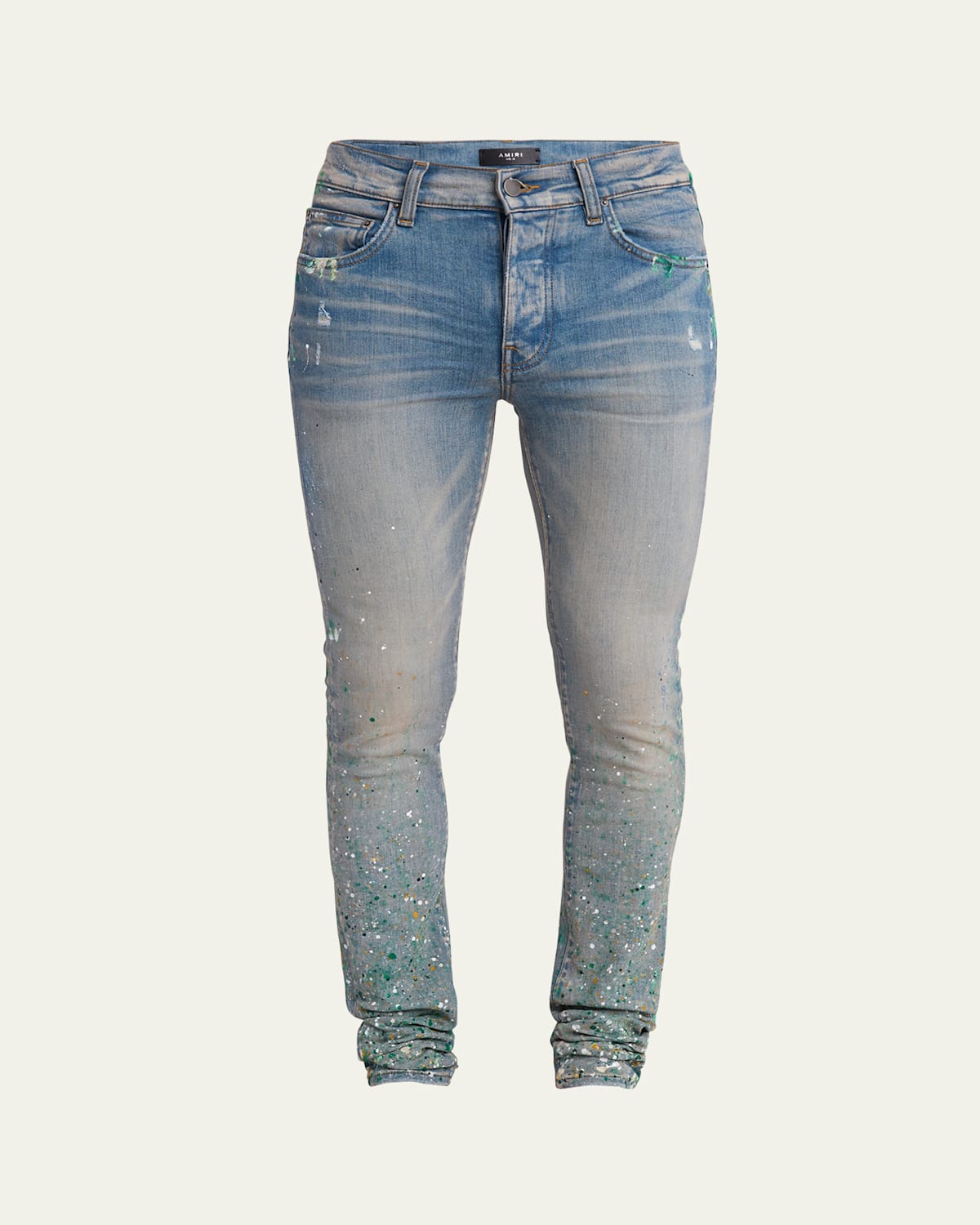 Amiri Men's Paint Splatter Skinny Jeans In Clay Indigo | ModeSens