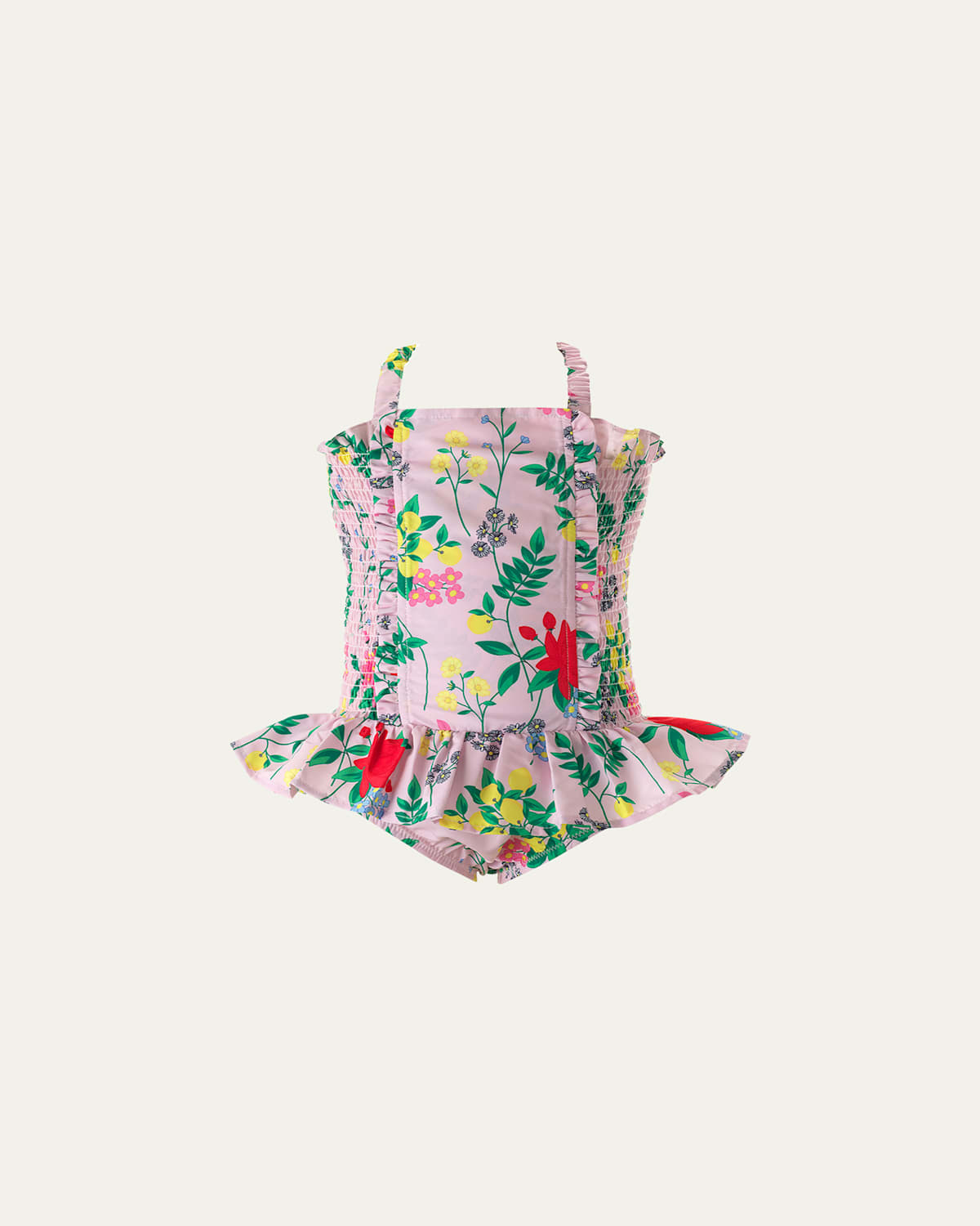 Rachel Riley Kids' Girl's Botanical Floral Ruched One-piece Swimsuit In ...