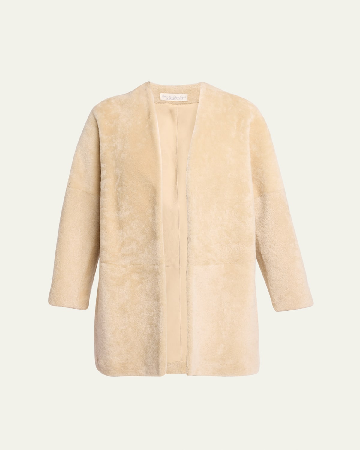 The Row Alarise Lamb Shearling Open Coat In Neutral | ModeSens