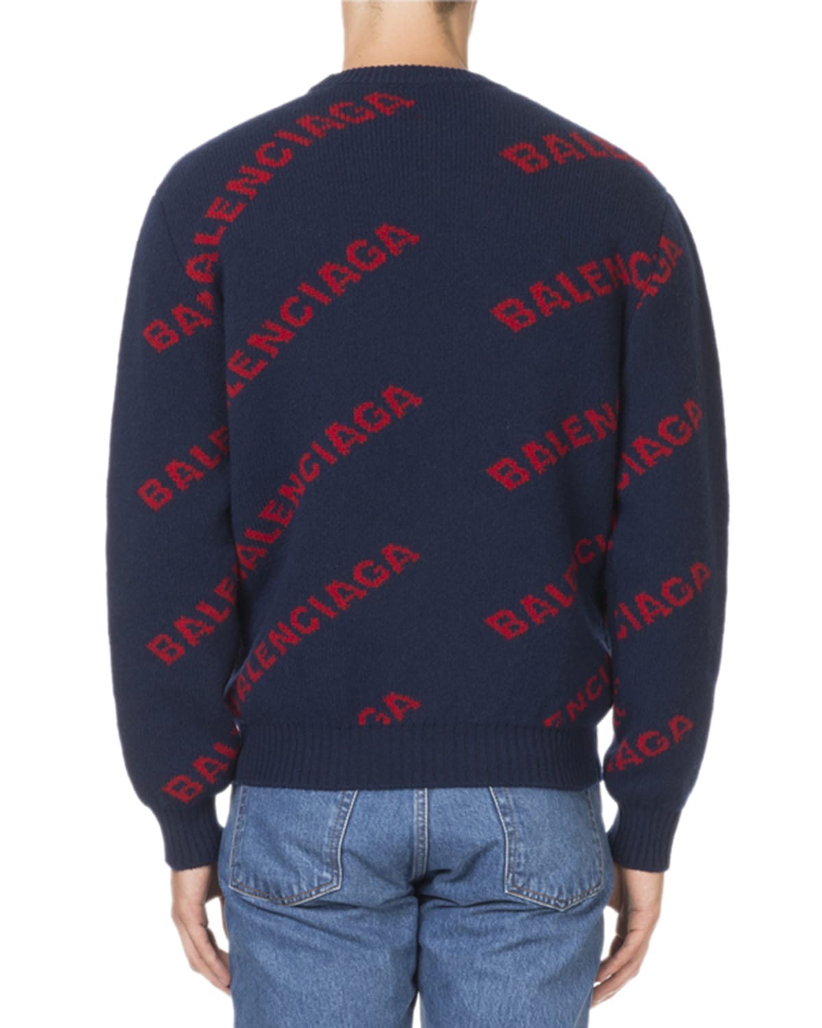 Balenciaga Men's Intarsia Logo Wool Sweater