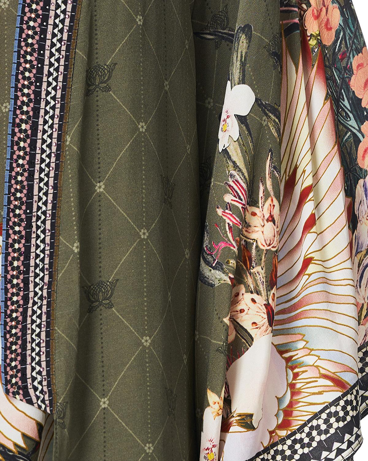 Camilla Layered Silk Kimono with Long Underlay