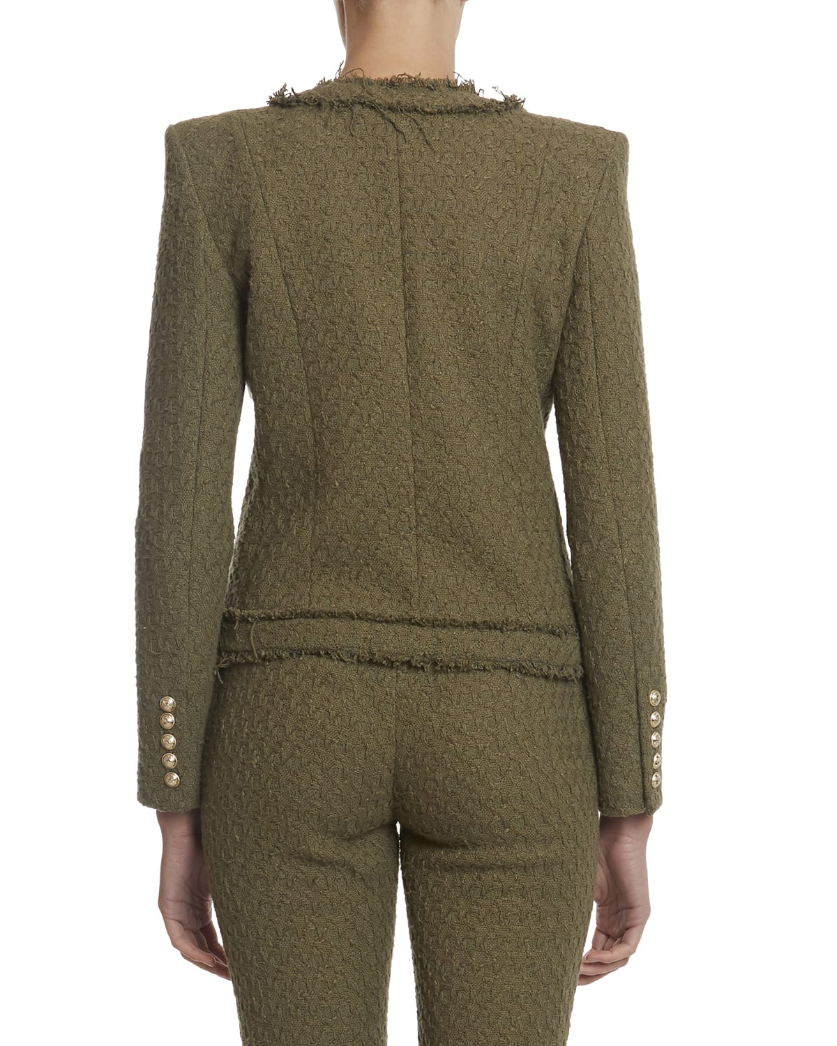 Balmain Collarless Tweed Jacket