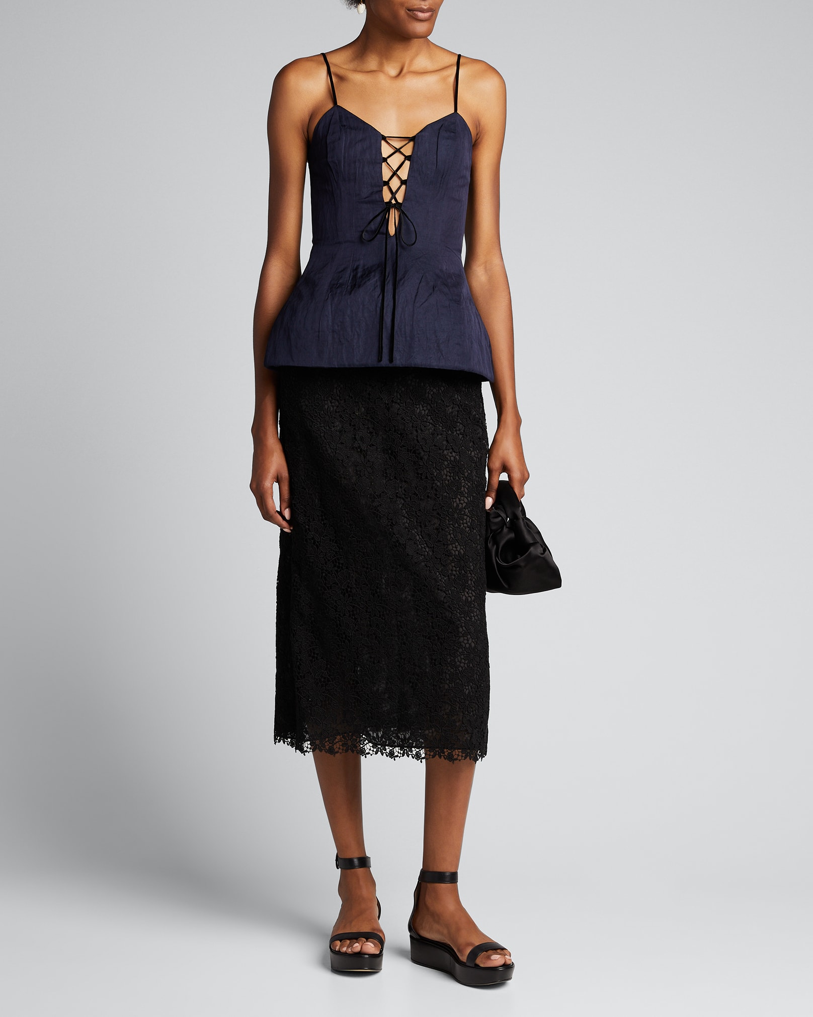 Brock Collection Lace-Up Peplum Top