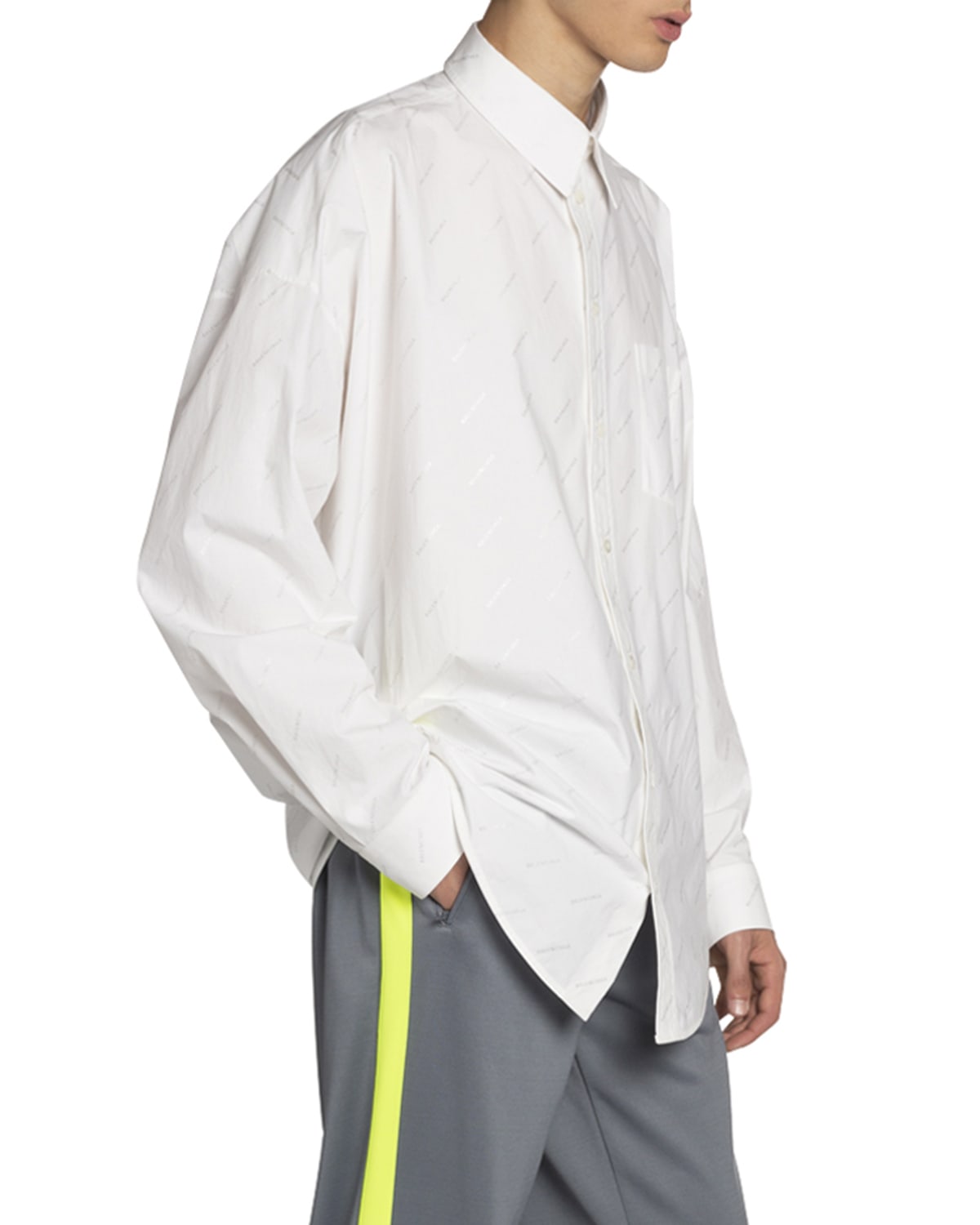 Balenciaga Men's Logo Poplin Cocoon Sport Shirt