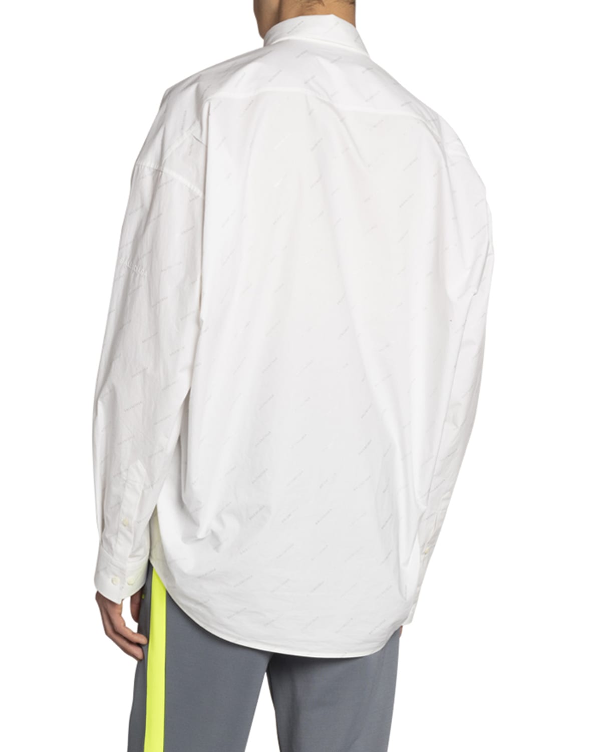 Balenciaga Men's Logo Poplin Cocoon Sport Shirt