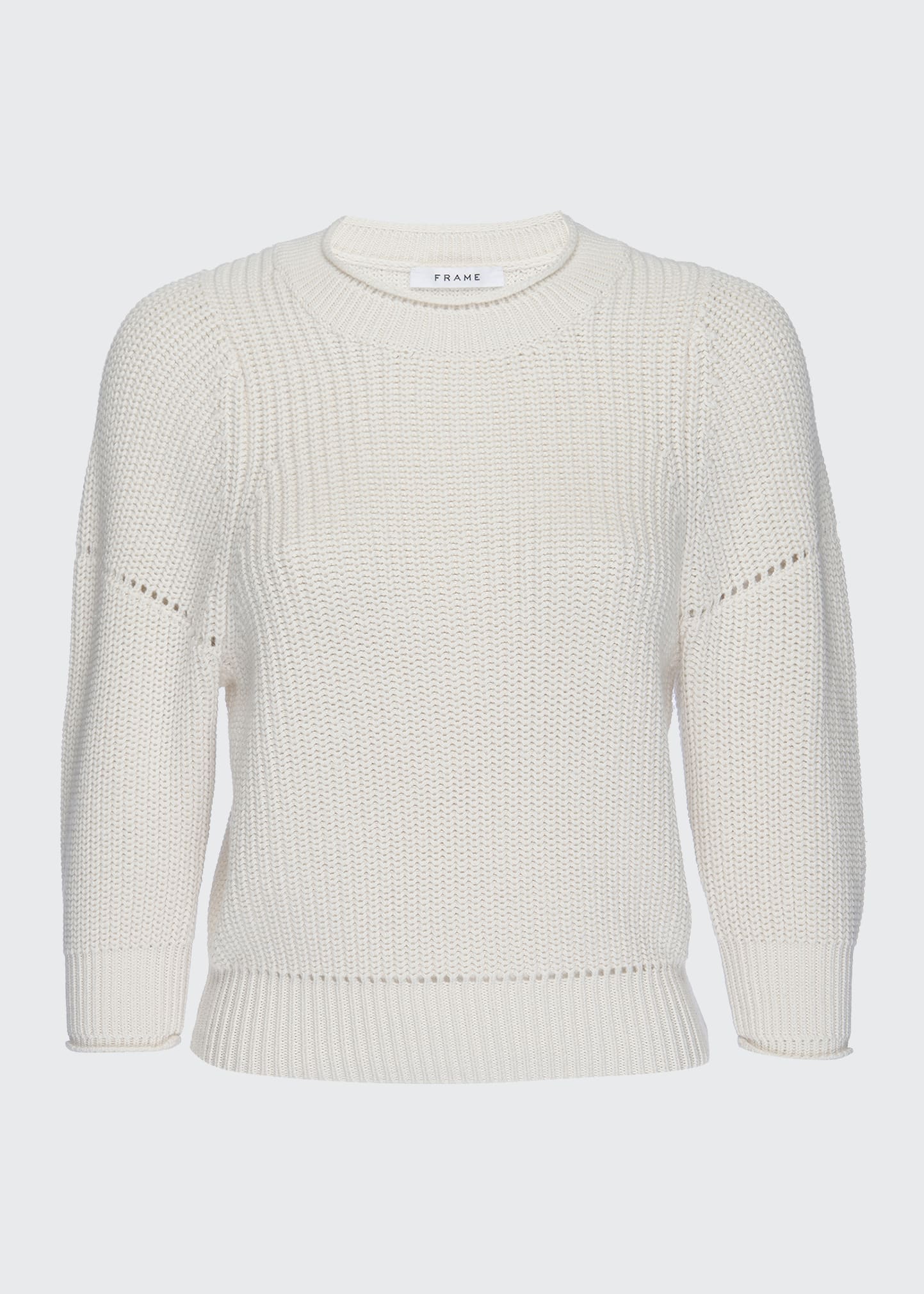 FRAME Drop Needle Cotton-Cashmere Crewneck Sweater
