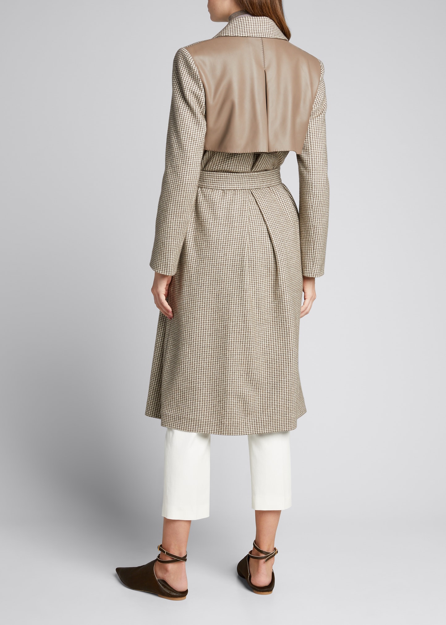Agnona Colorblock Tie-Front Long Trench Coat