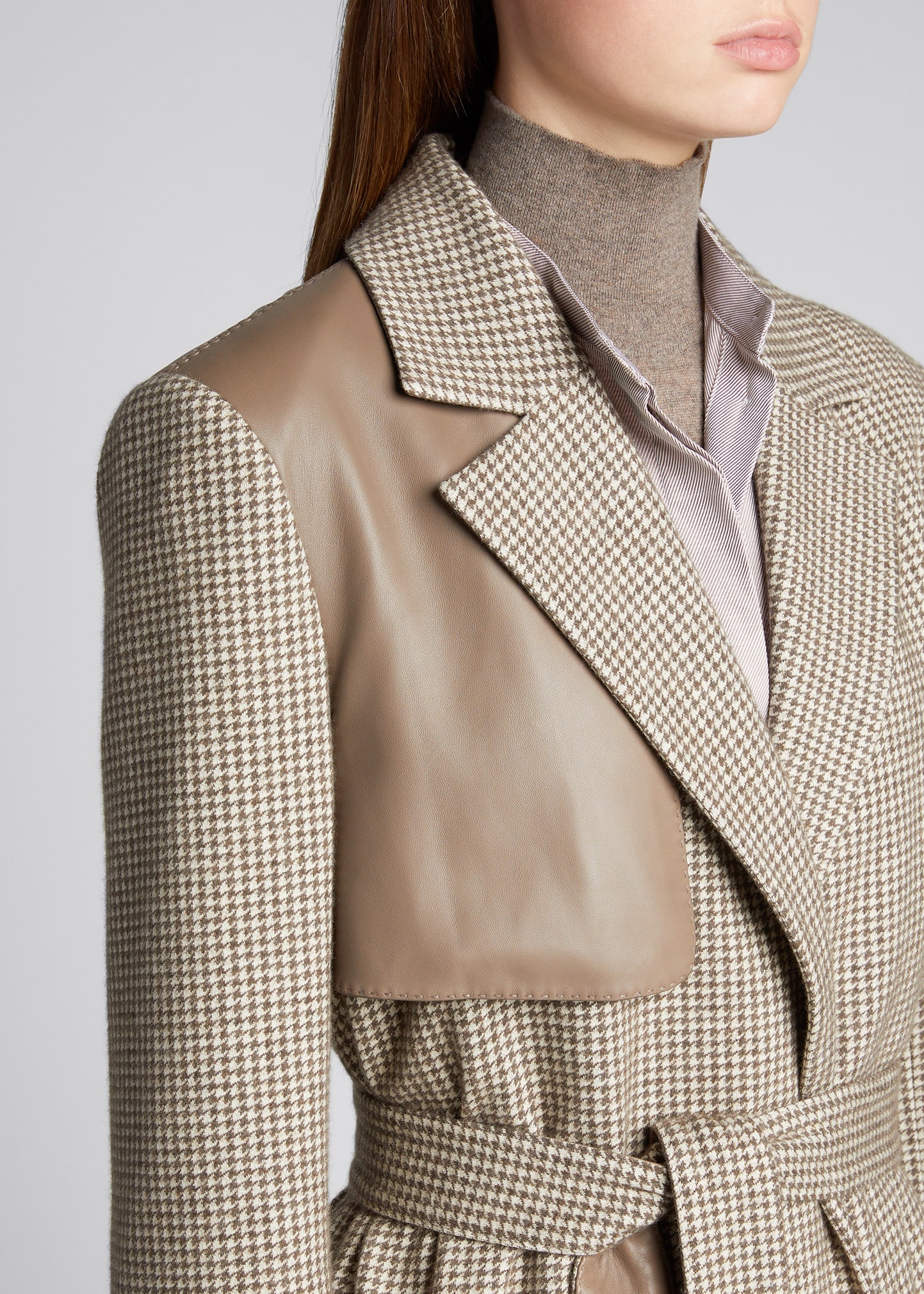 Agnona Colorblock Tie-Front Long Trench Coat