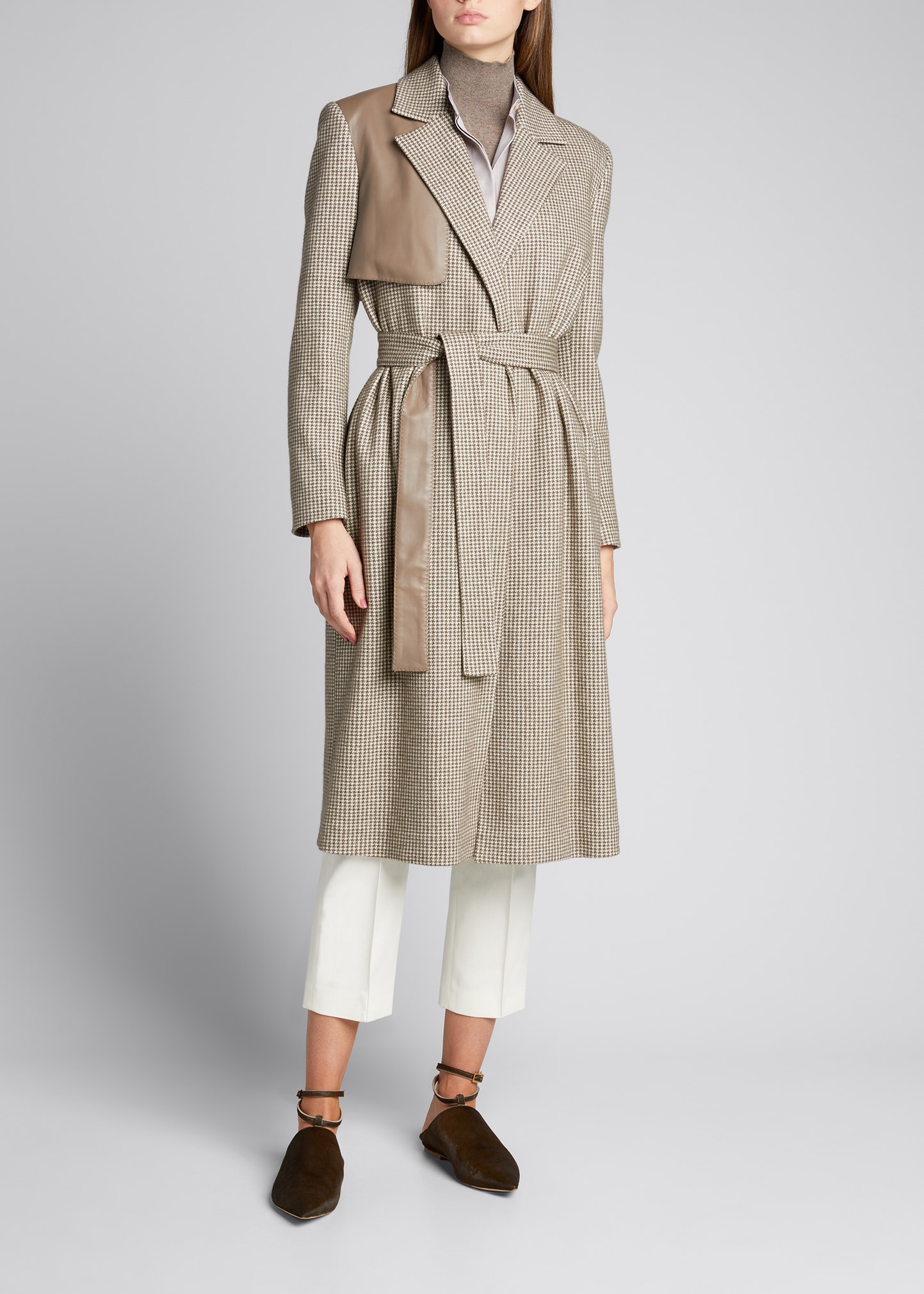 Agnona Colorblock Tie-Front Long Trench Coat