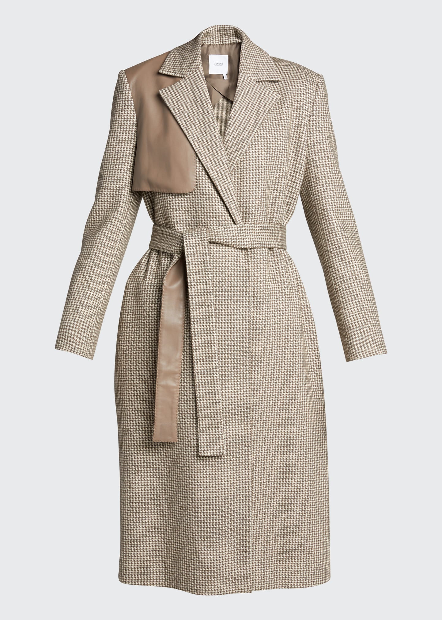 Agnona Colorblock Tie-Front Long Trench Coat