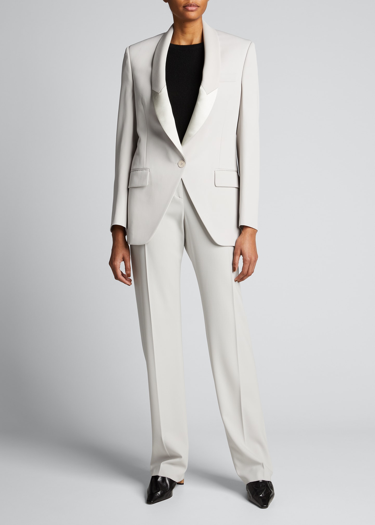 Stella McCartney Oversized Wool Twill Peak-Lapel Tuxedo Jacket