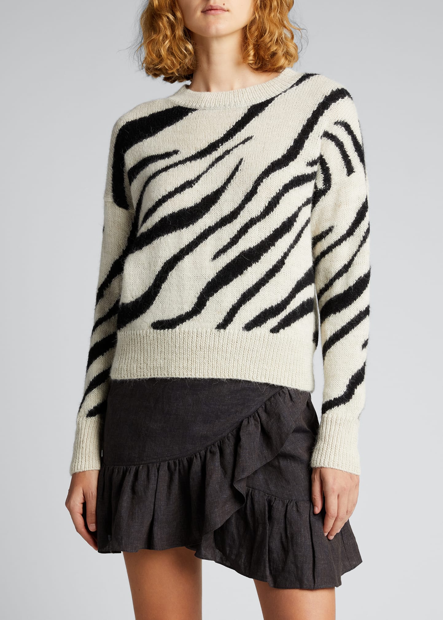 Etoile Isabel Marant Genna Zebra-Print Alpaca Sweater