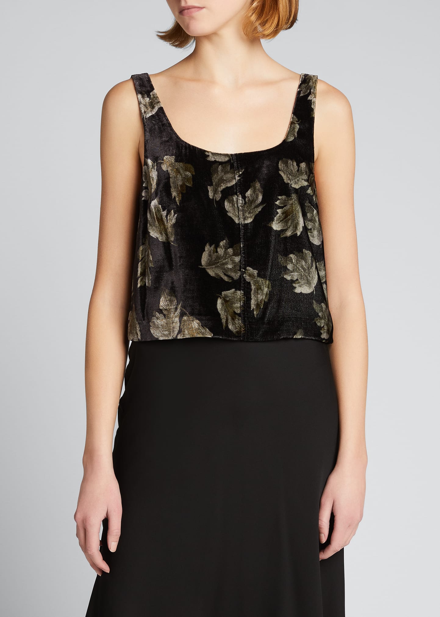 Vince Fallen Leaf Square Neck Velvet Tank
