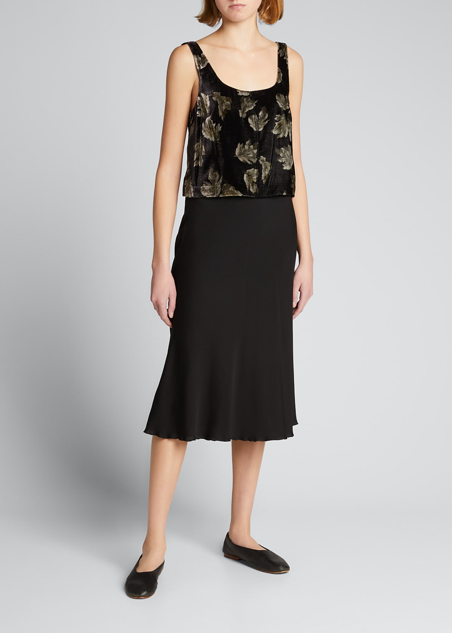 Vince Fallen Leaf Square Neck Velvet Tank