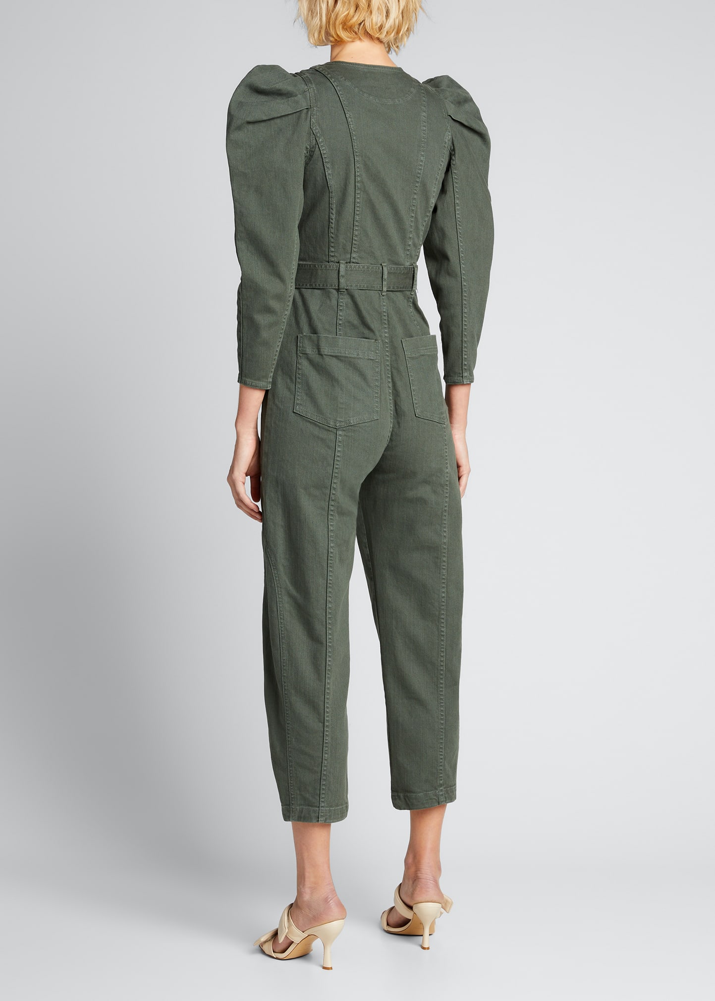 Ulla Johnson Pascal Puff-Sleeve Belted Jumpsuit