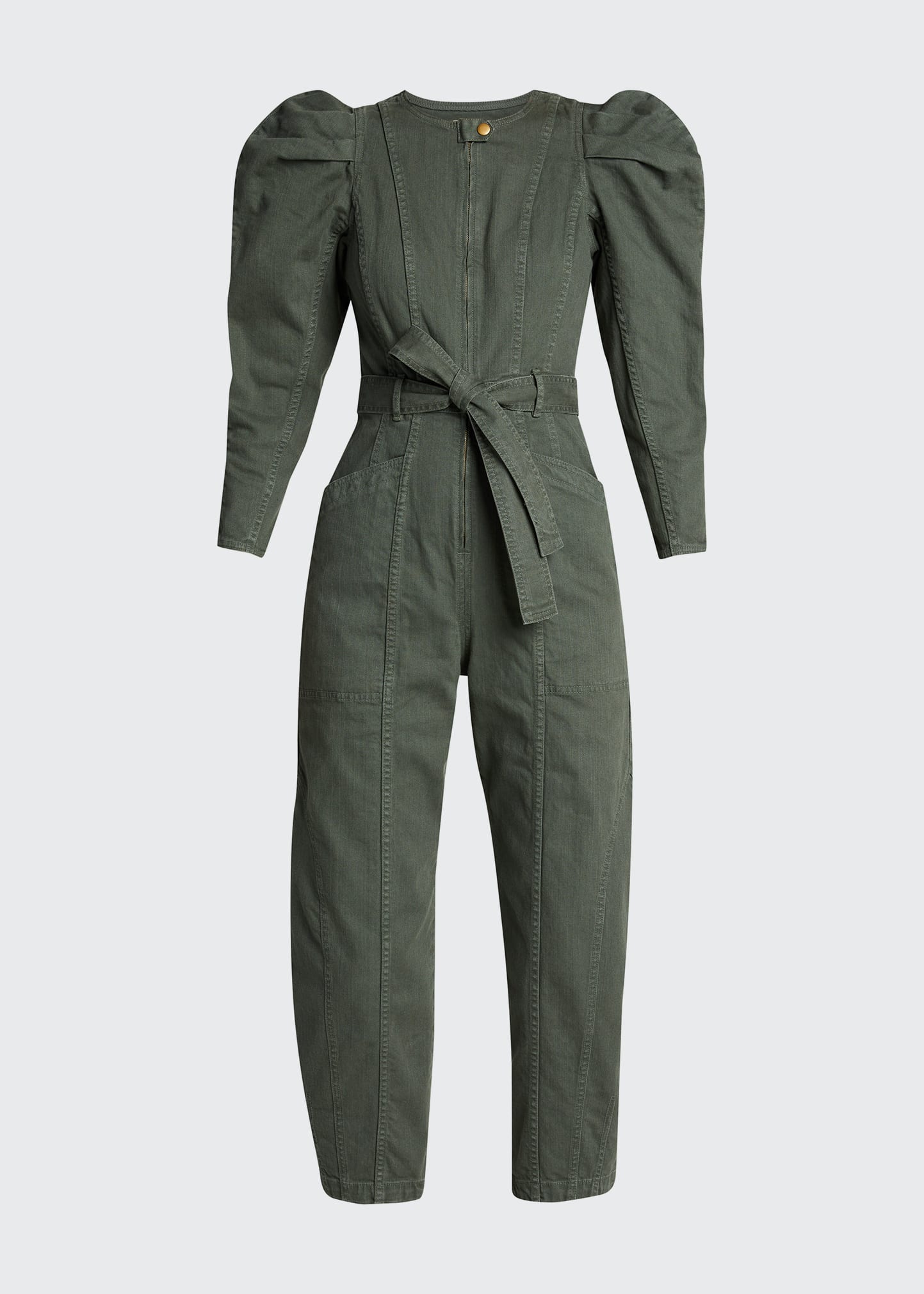 Ulla Johnson Pascal Puff-Sleeve Belted Jumpsuit