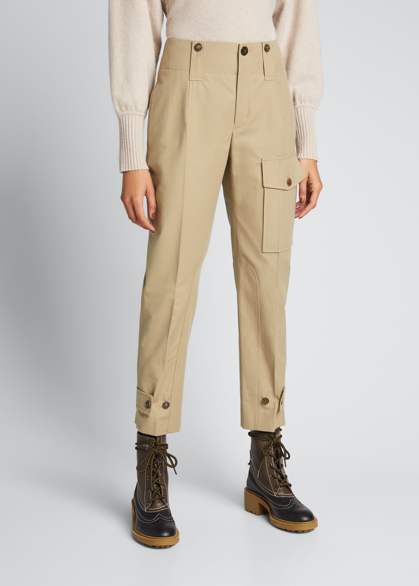 Chloe Cotton Cargo Pants with Button Detail
