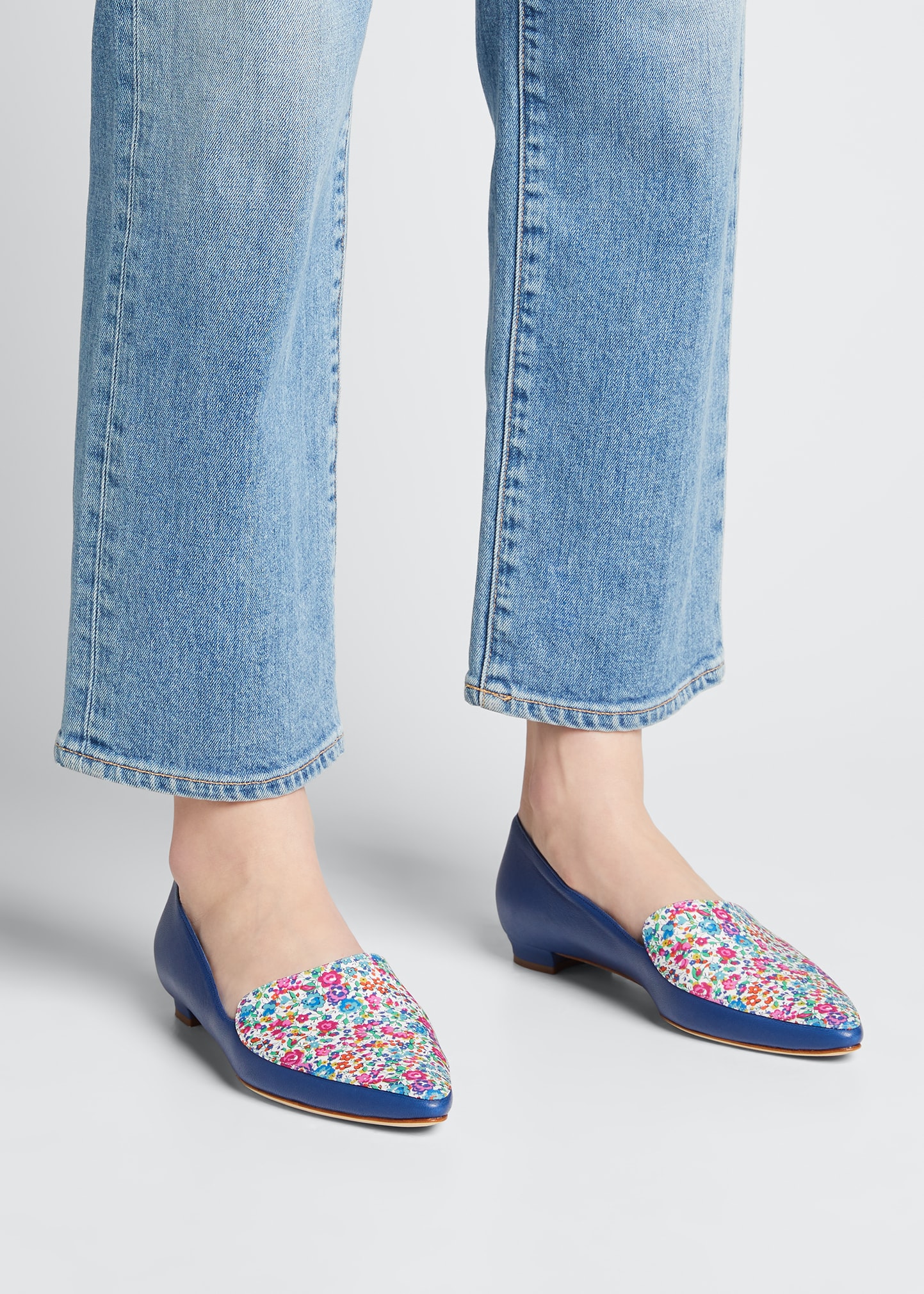 Manolo Blahnik Tintoretta Floral-Print Leather Loafers