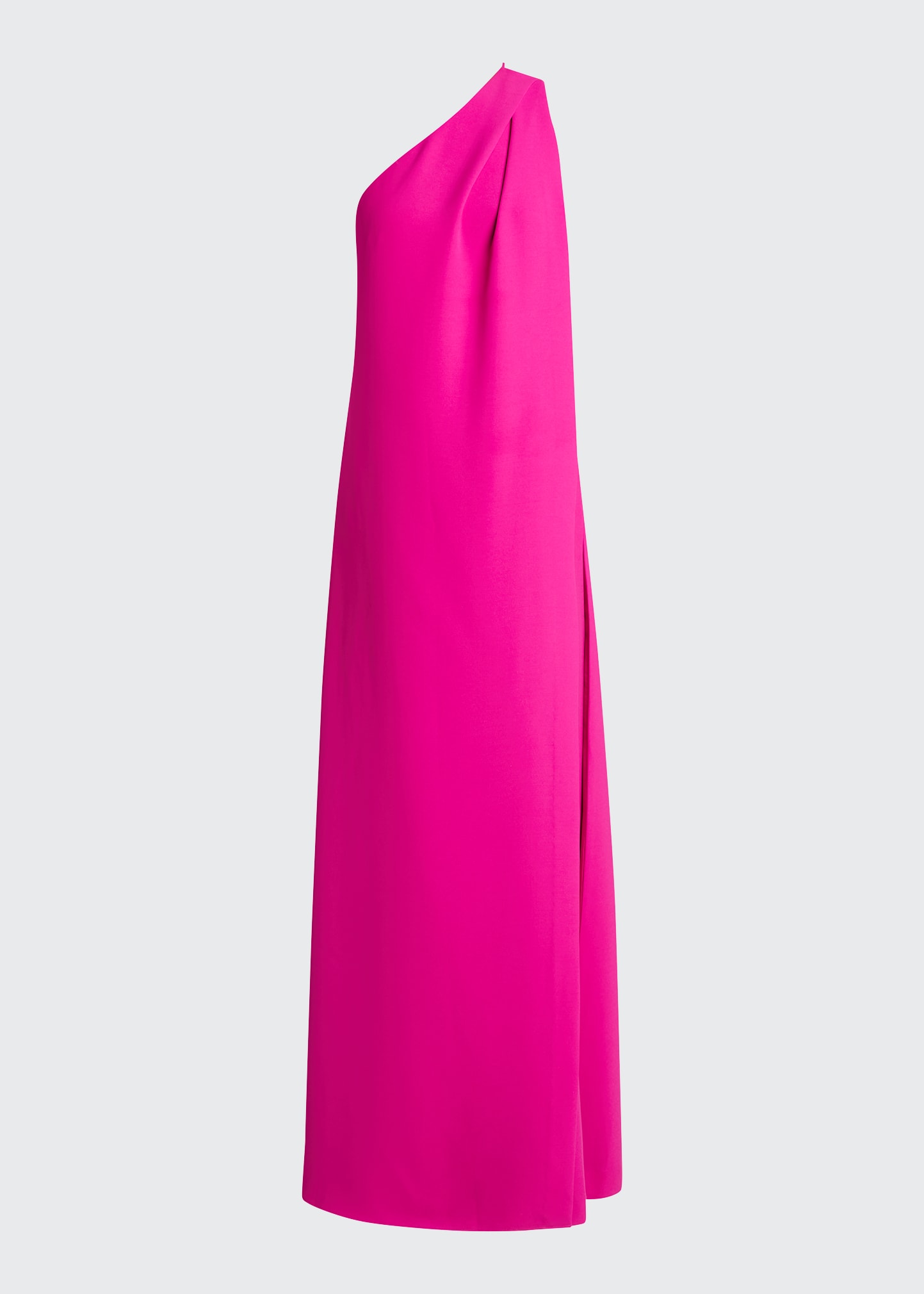 Halston One-Shoulder Crepe Gown w/ Drape Overlay