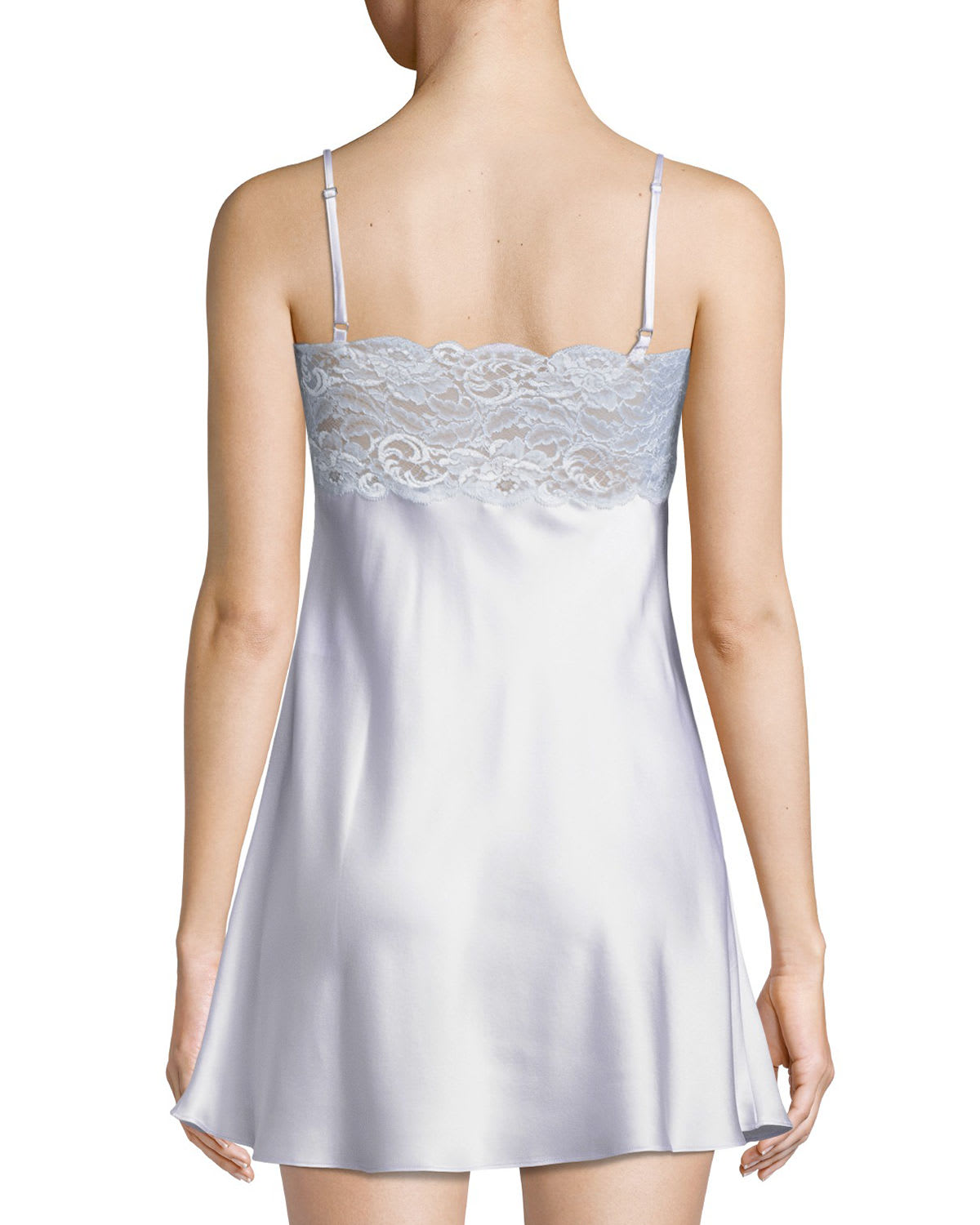 Christine Lingerie Bijoux Lace-Trim Silk Chemise