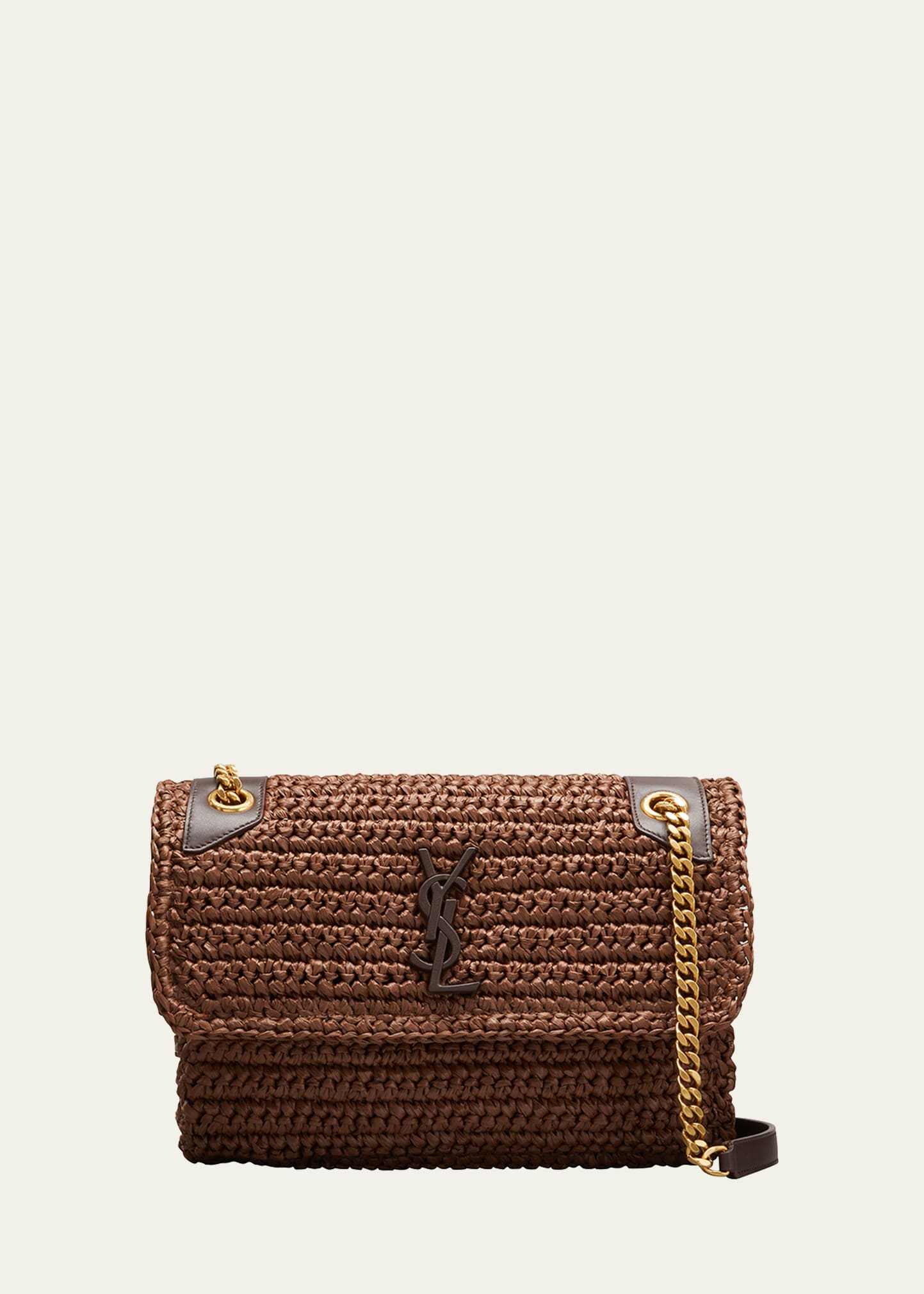 Saint Laurent Kaia Medium YSL Raffia Satchel Bag - Bergdorf Goodman