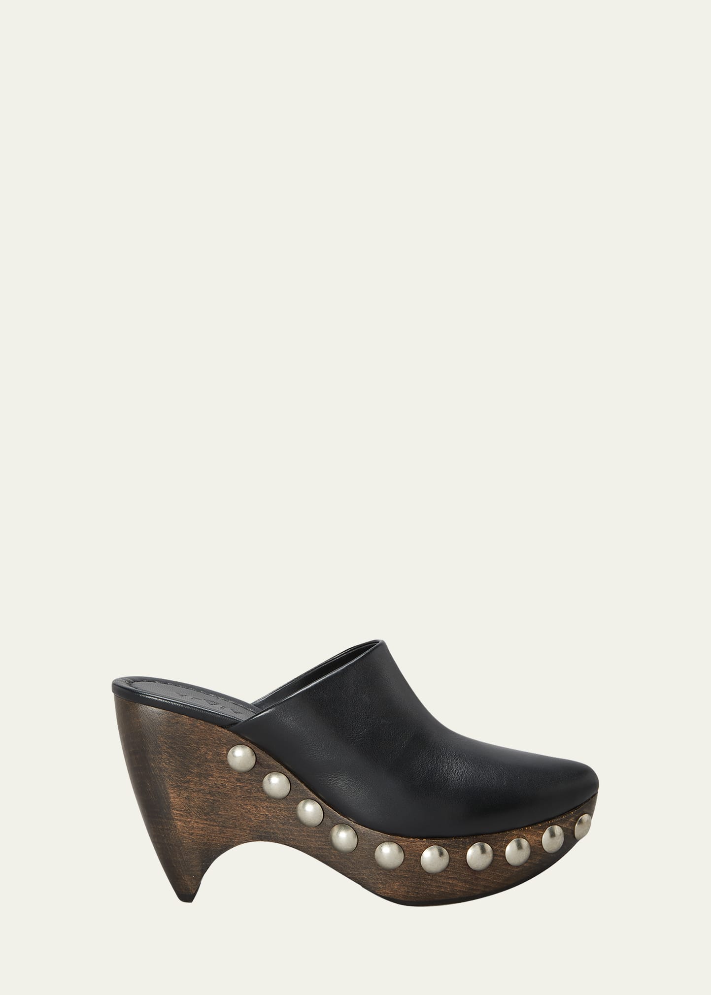 ALAIA Le Sabot Wooden-Heel Leather Wedge Clogs