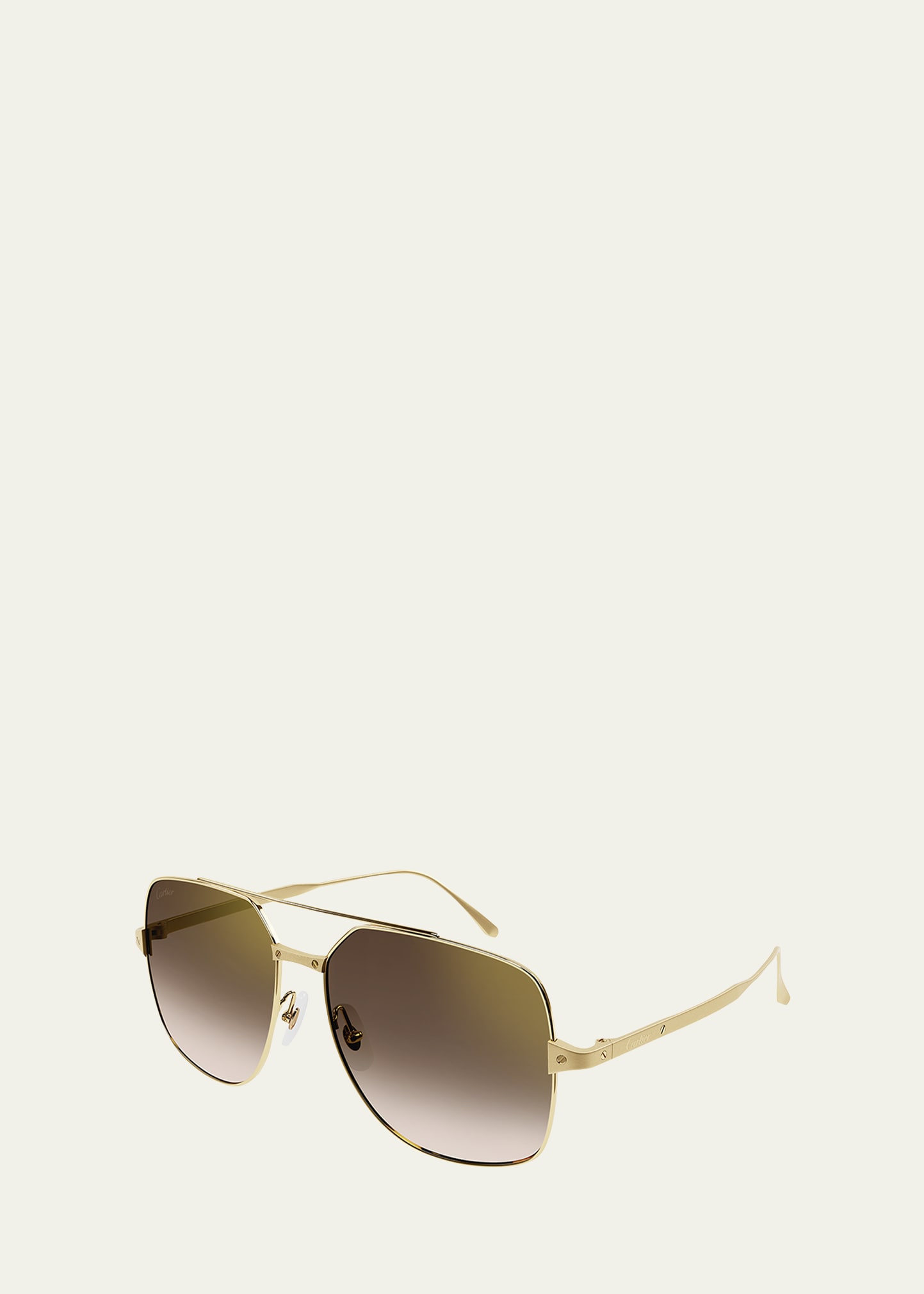 Cartier Rectangle Metal Aviator Sunglasses