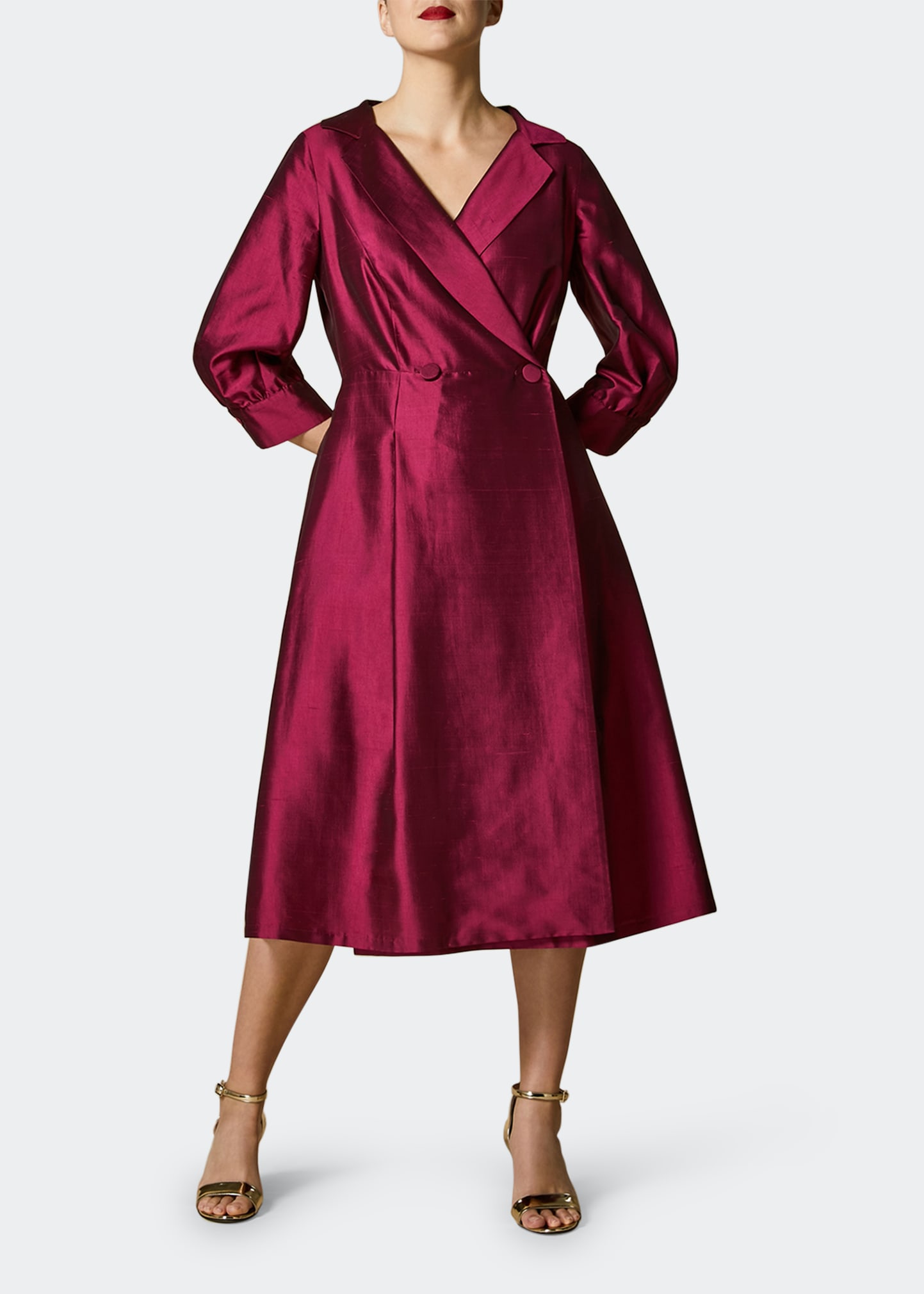 Marina Rinaldi Plus Size Decisivio Double-Breasted Silk Dress